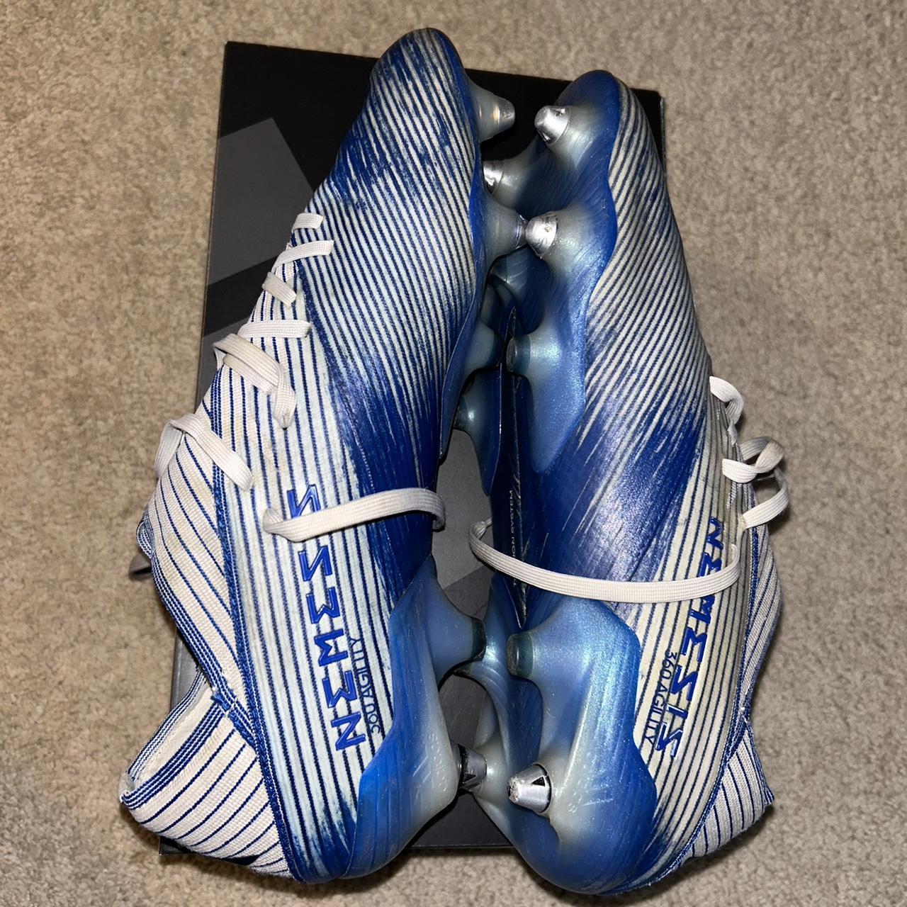 Adidas Nemeziz 19.1 SG football boots - White/Royal... - Depop