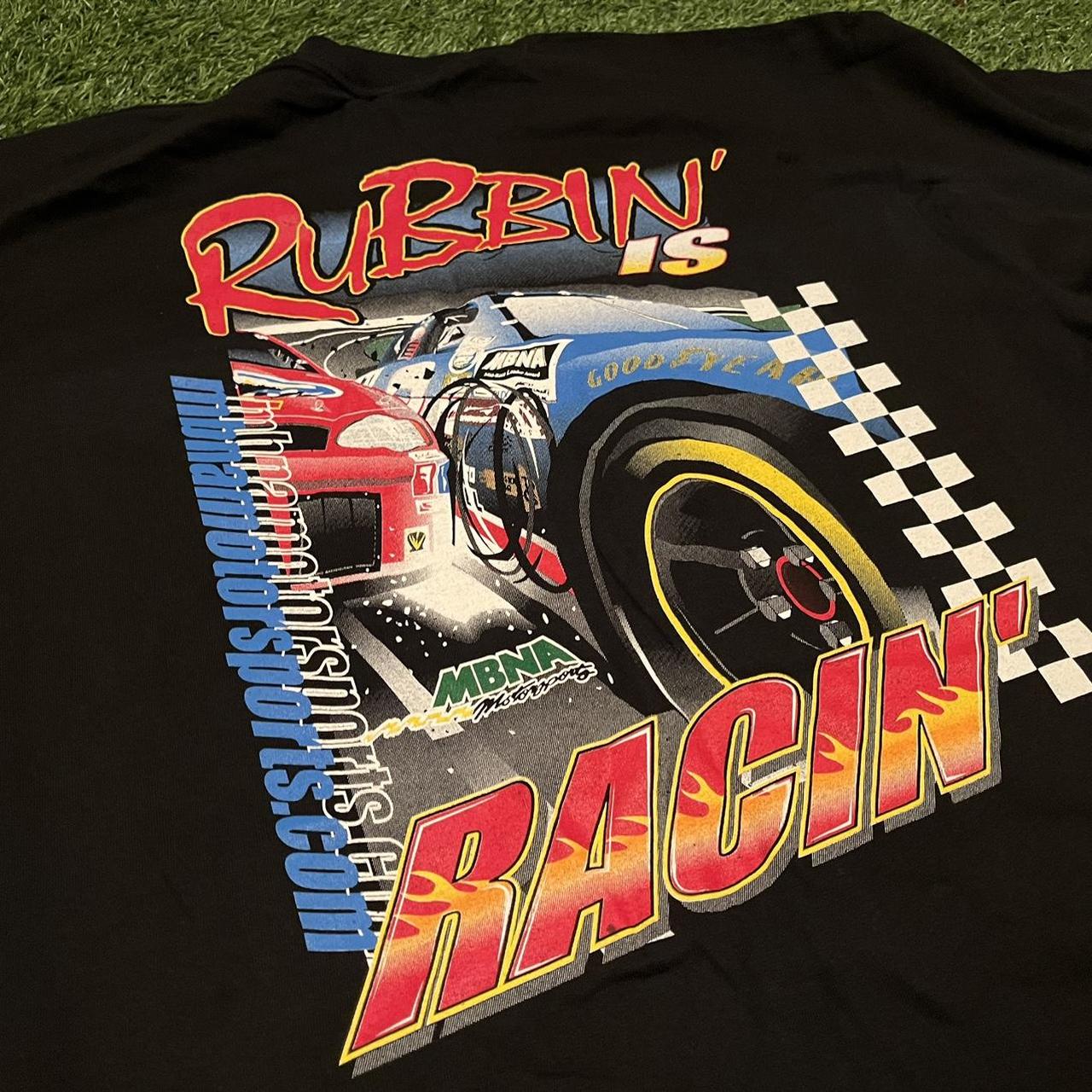 NASCAR Rubbin' is Racin' black and red Short sleeve... - Depop
