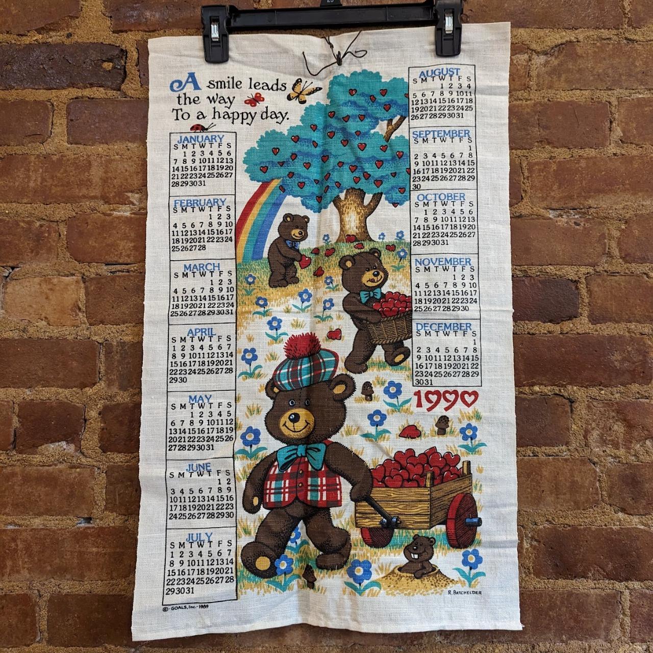 Vintage 1990 Linen Calendar Tapestry Great gift... | Depop