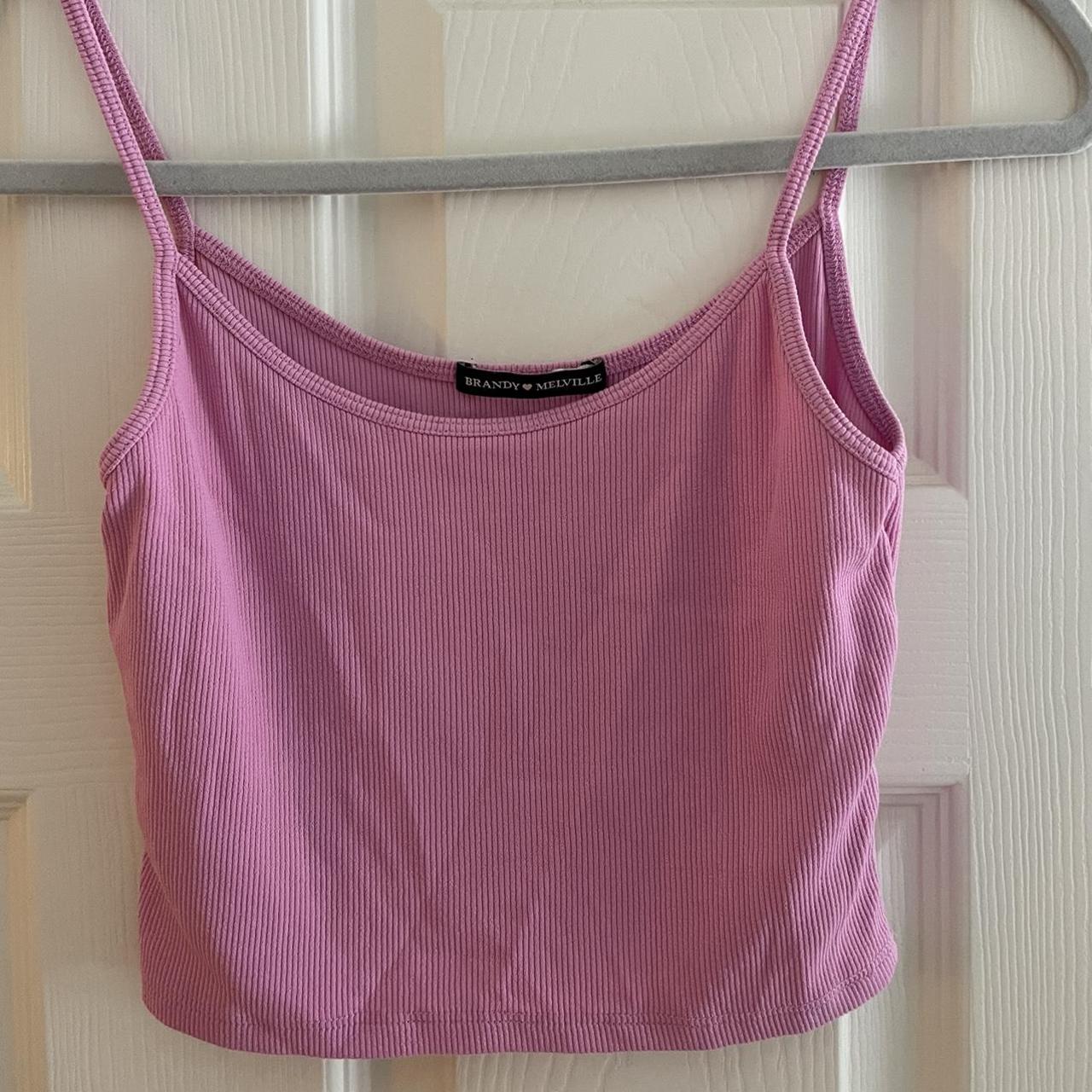 Brandy Melville Women's Pink Crop-top | Depop
