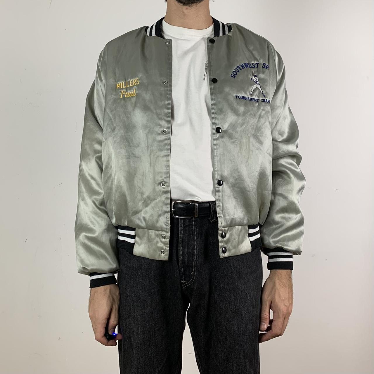 American Vintage Men's Silver and Grey Jacket | Depop