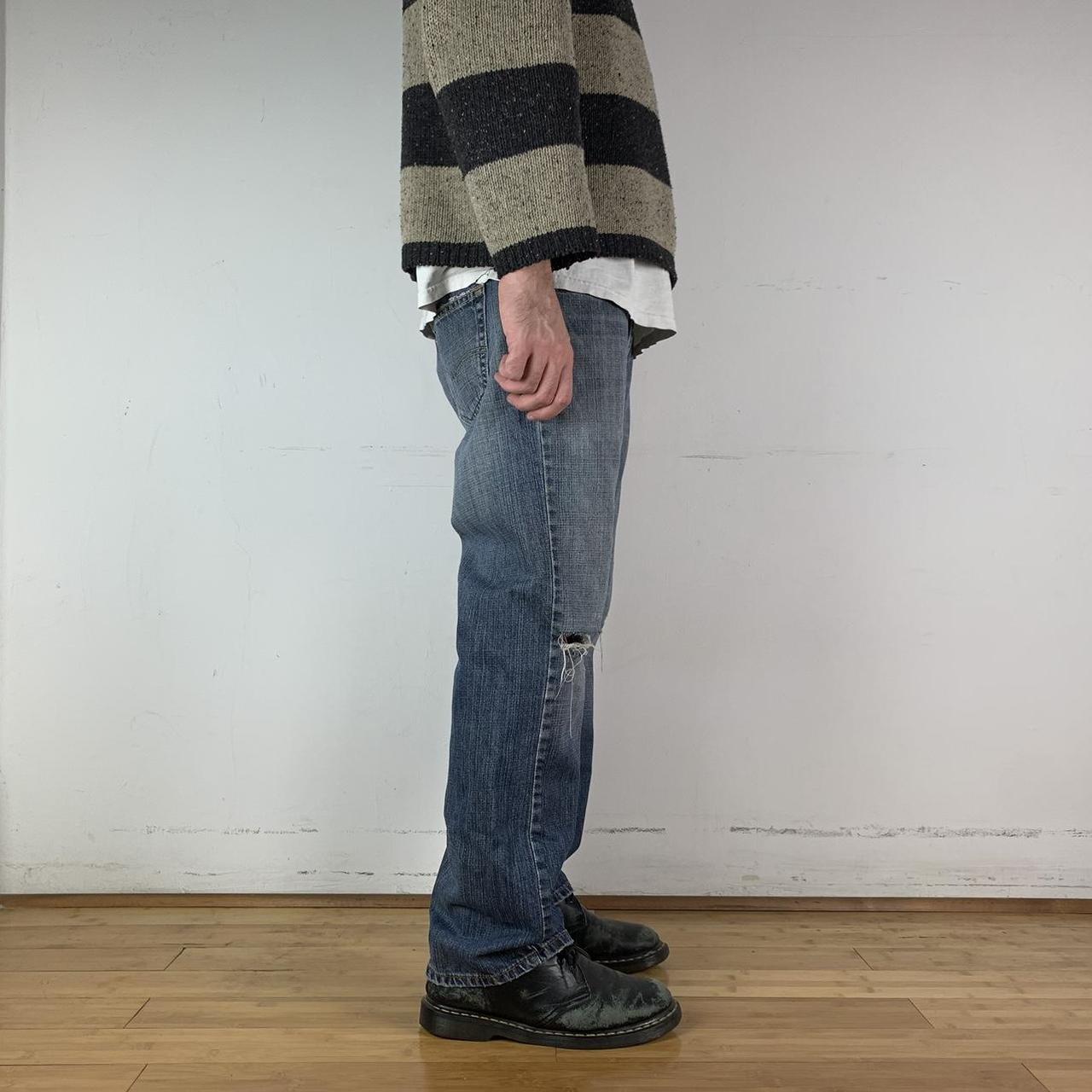 LEVIS 559 DISTRESSED BLUE JEANS ① dark wash / zip /... - Depop