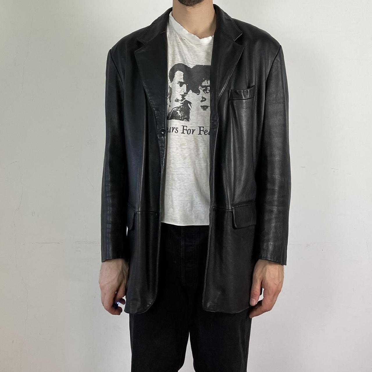 90S VINTAGE J. FERRAR LONG LENGTH LAMBSKIN LEATHER... - Depop