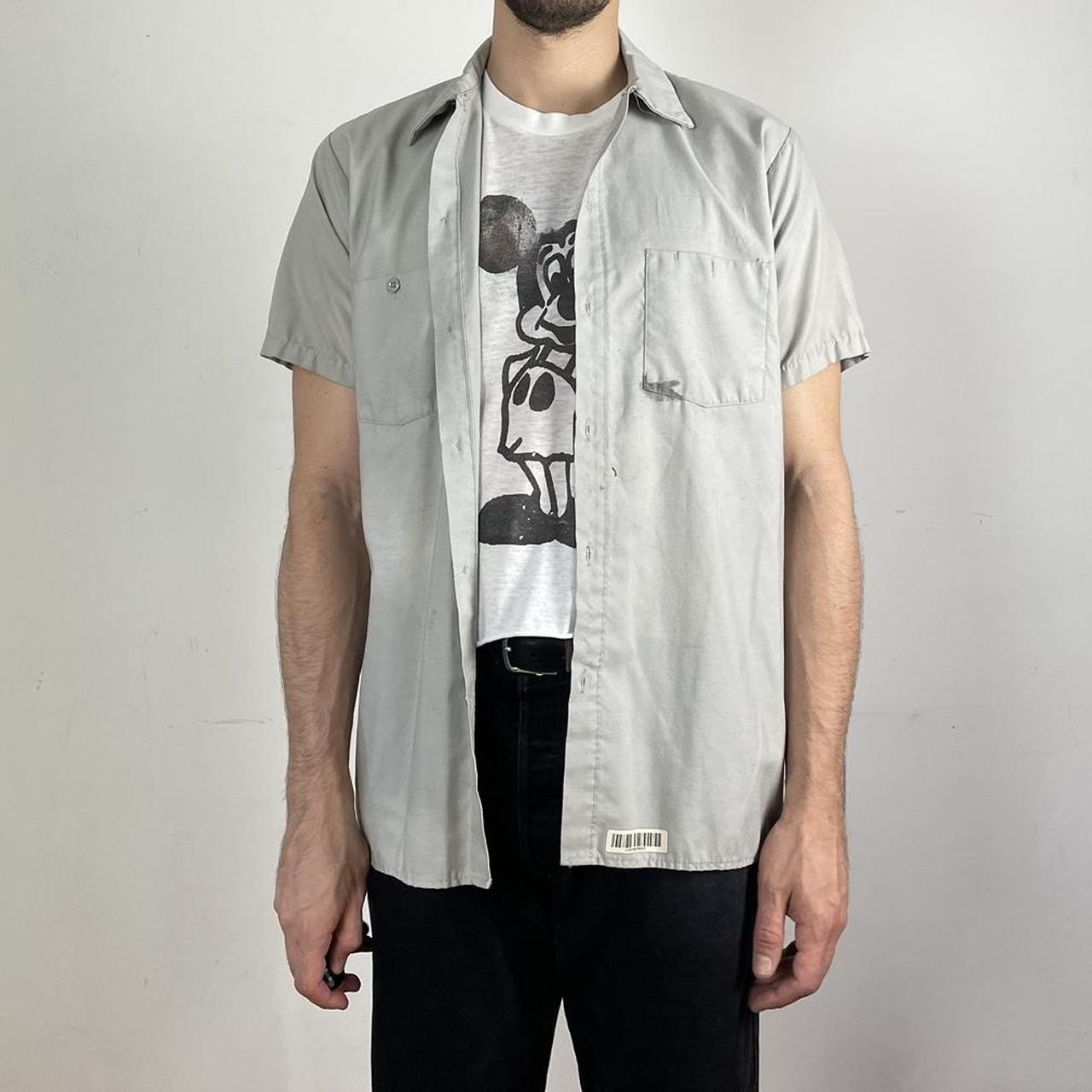 LIGHT GRAY MECHANIC PUNK WORK SHIRT ① soft blend,... - Depop