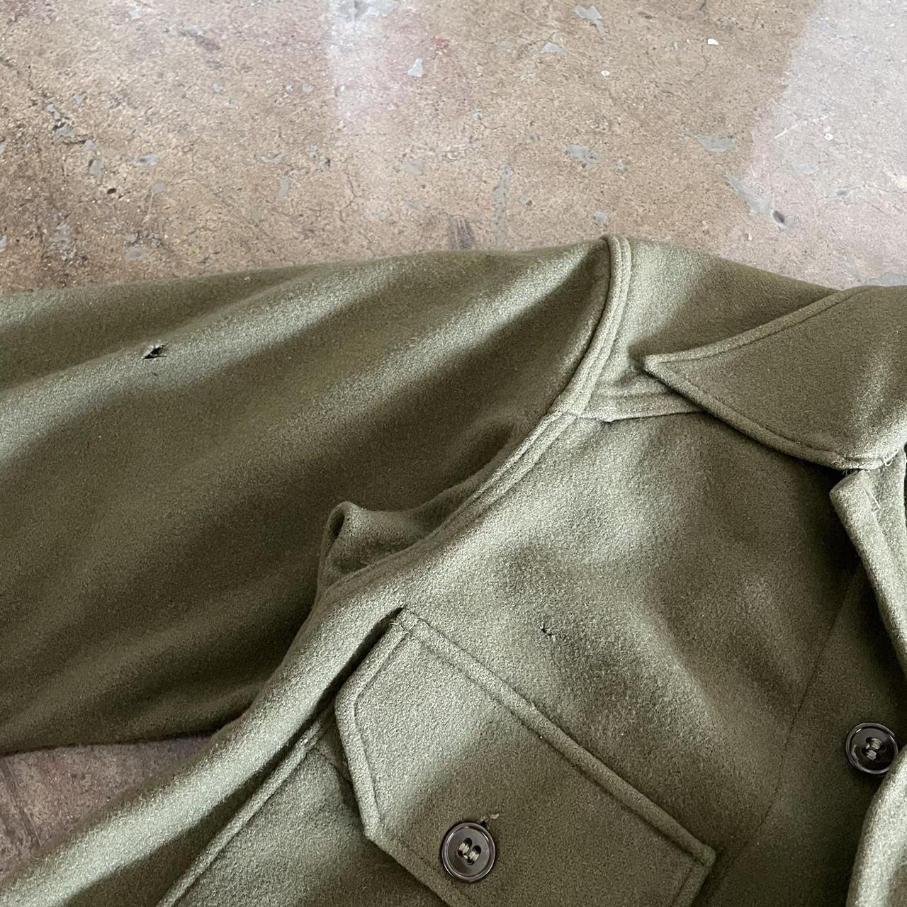 50S VINTAGE GREEN WOOL ARMY JACKET ① thick brushed... - Depop