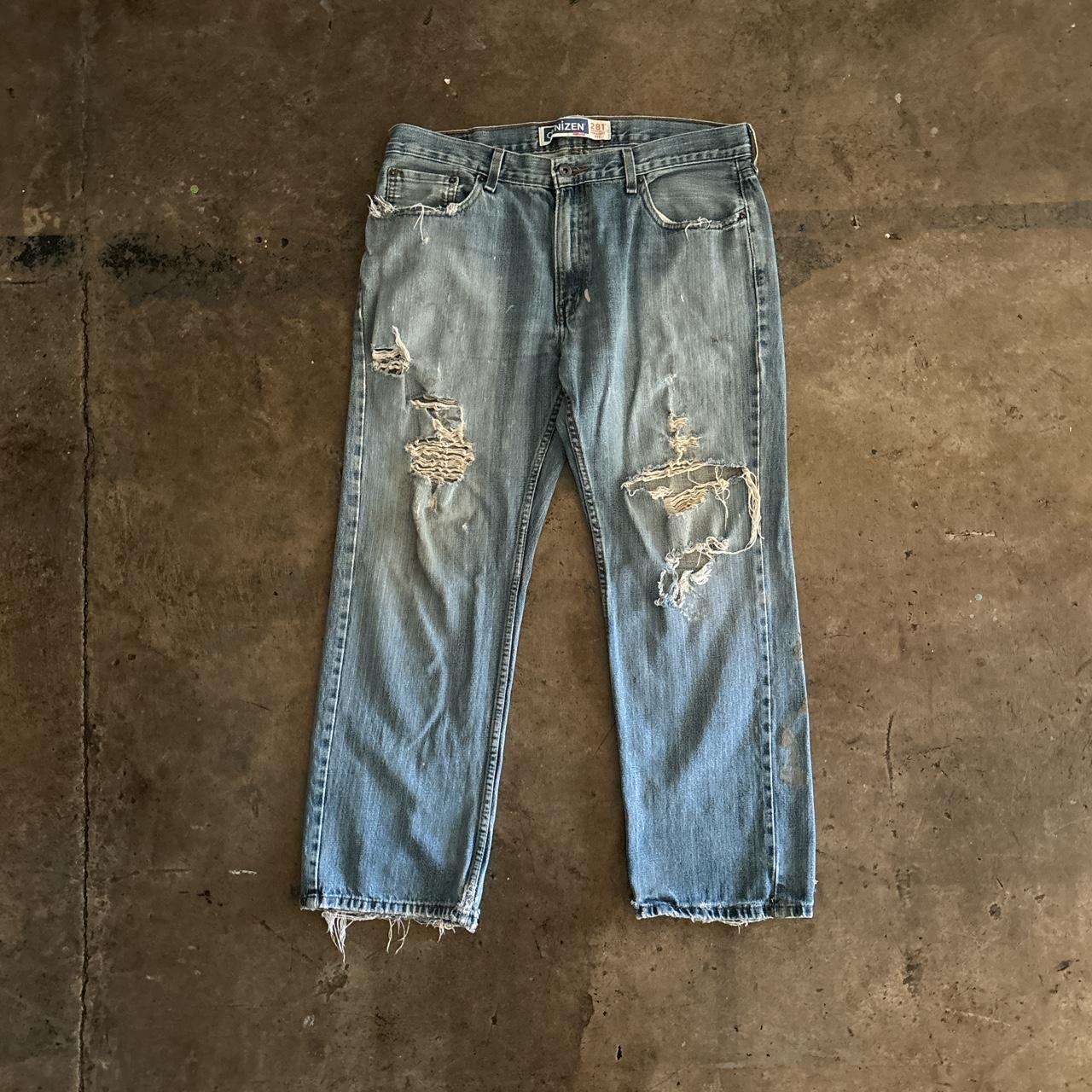 DENIZEN BY LEVIS TRASHED PUNK BLUE JEANS ① light... - Depop