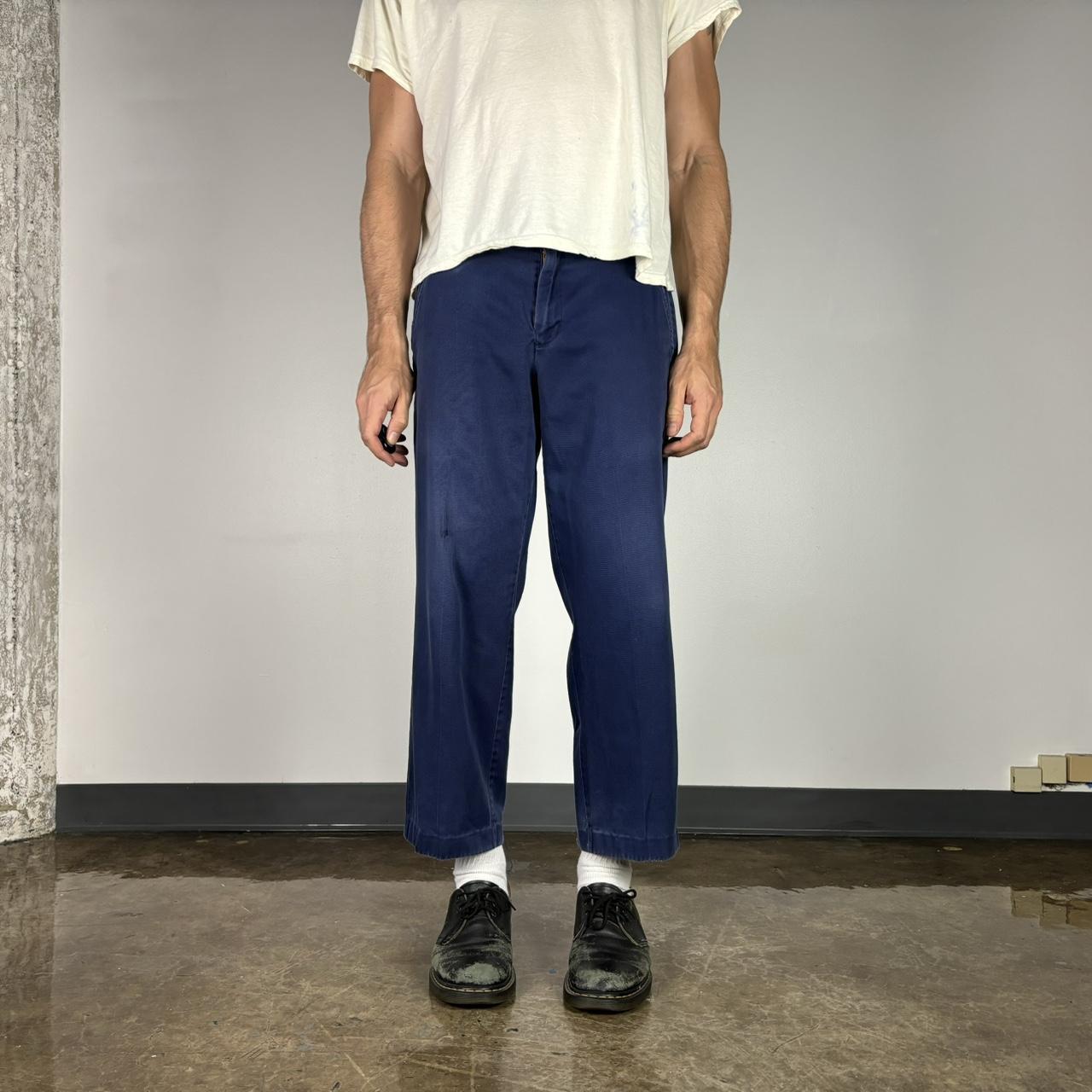 RED KAP INDIGO BLUE WORK PANTS ① heavily broken-in... - Depop