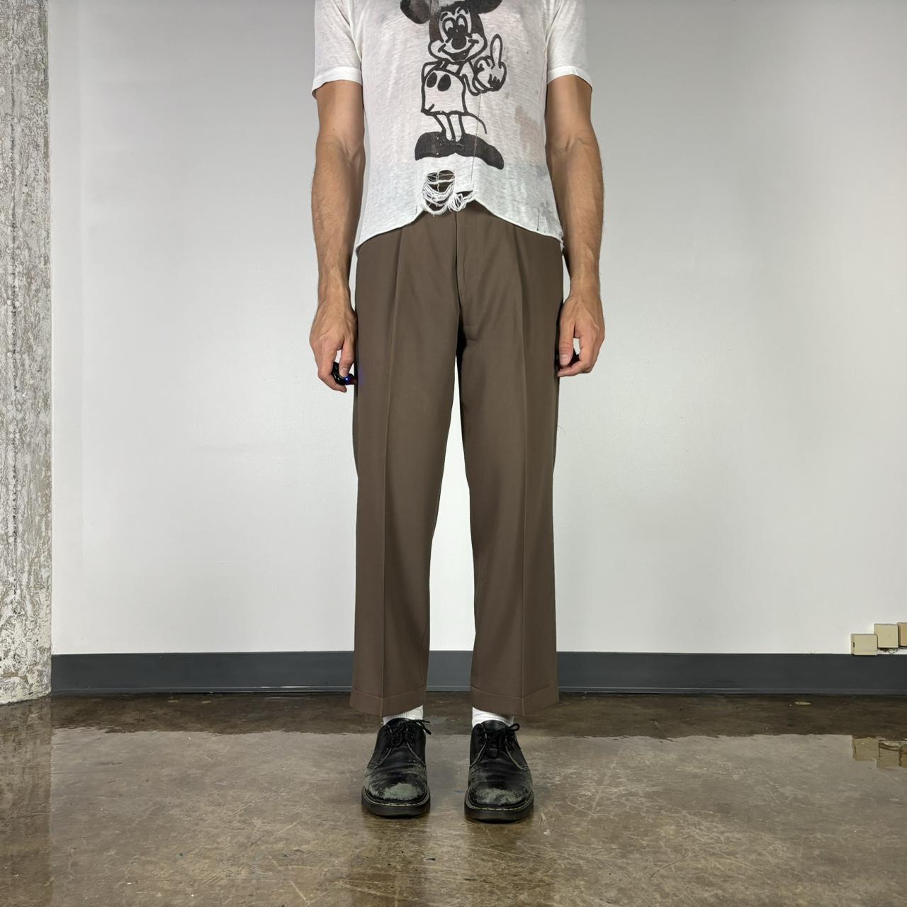 90S VINTAGE J FERRAR TAUPE BROWN WOOL PLEATED... - Depop