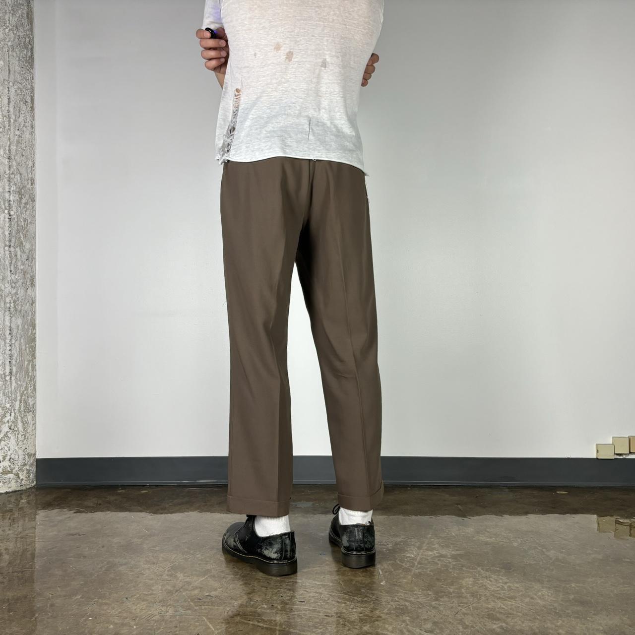 90S VINTAGE J FERRAR TAUPE BROWN WOOL PLEATED... - Depop