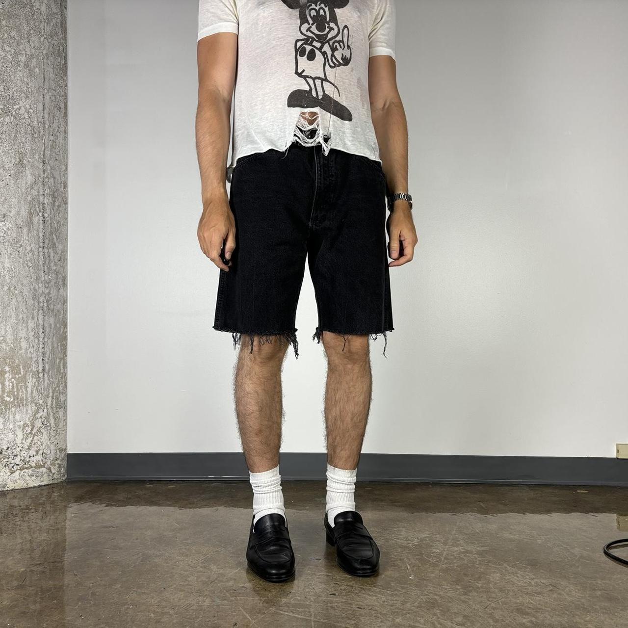 RUSTLER BLACK DENIM SHORTS ① relaxed fit / cut off... - Depop