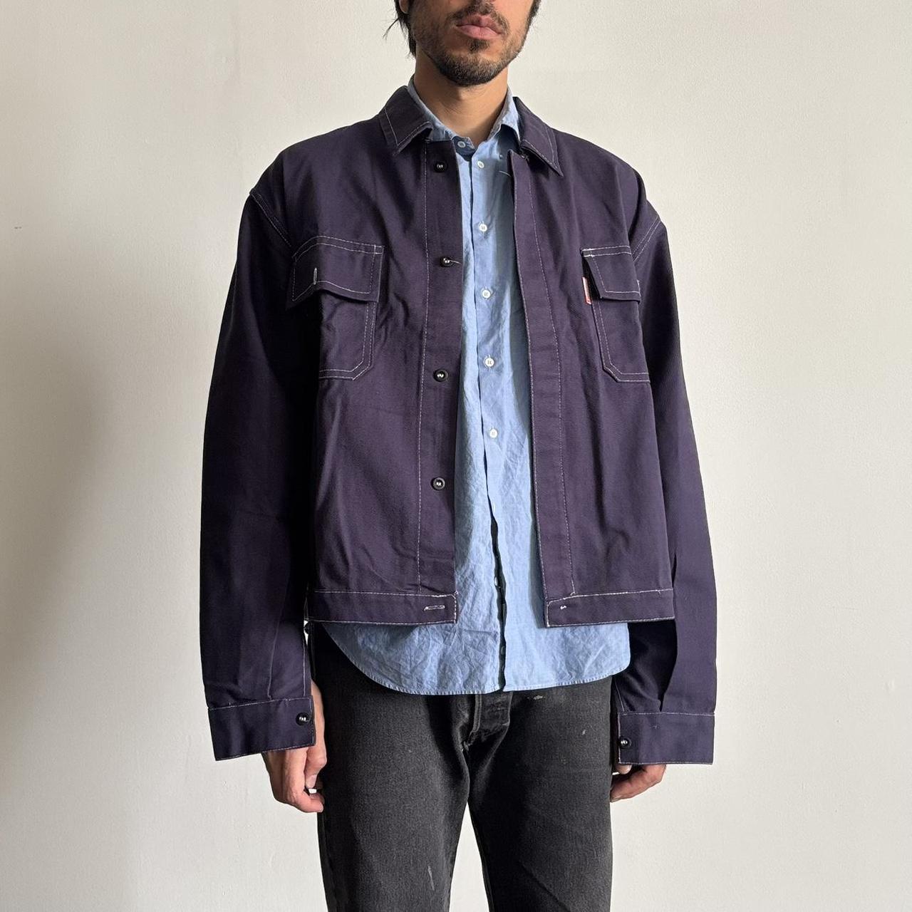 1990S VINTAGE EUROPEAN NAVY WORK JACKET resistant... | Depop