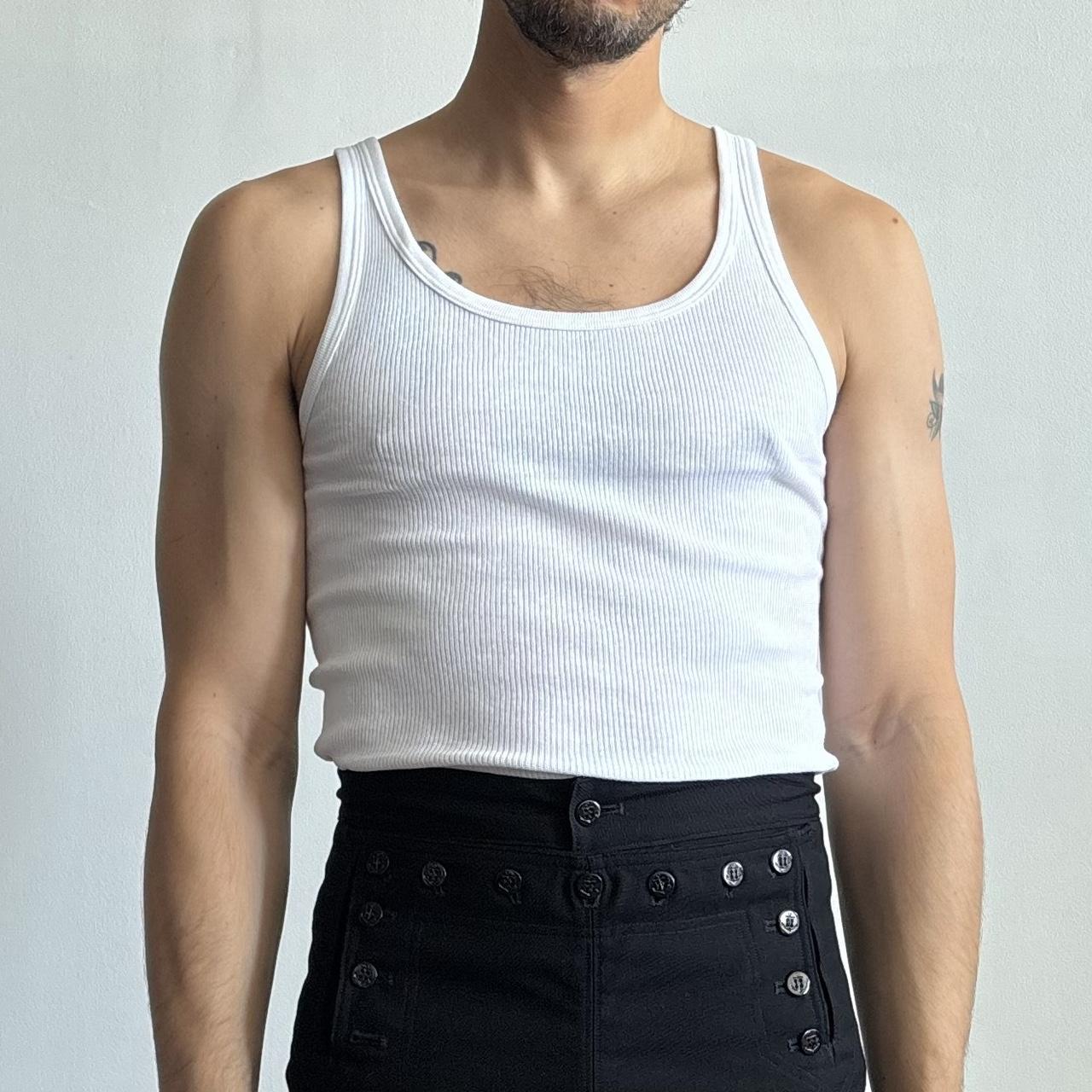 1990S VINTAGE GERMAN ARMY WHITE TANK TOP ribbed,... | Depop