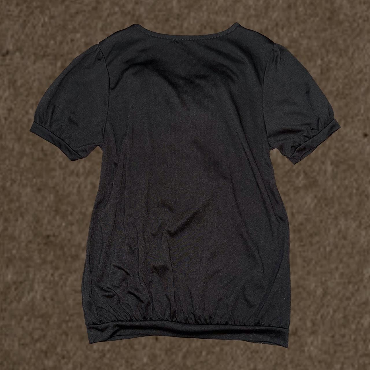 fatal frame black puff shoulders top with a bow •... - Depop