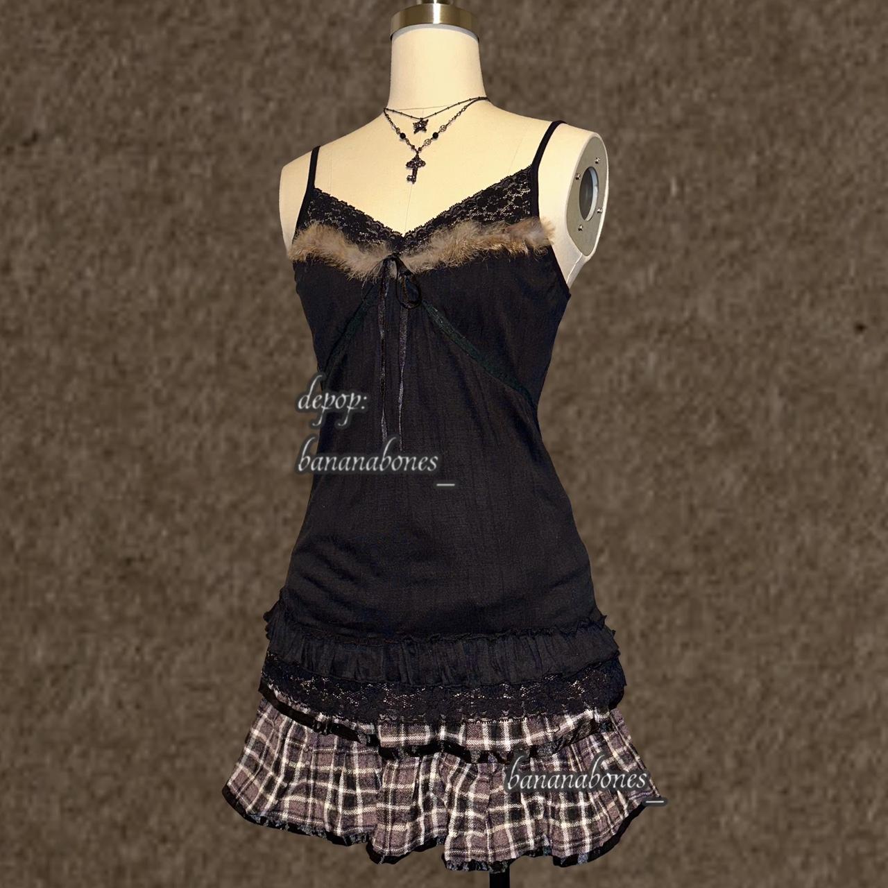 whimsical black wrinkled wool cami top with a real... - Depop