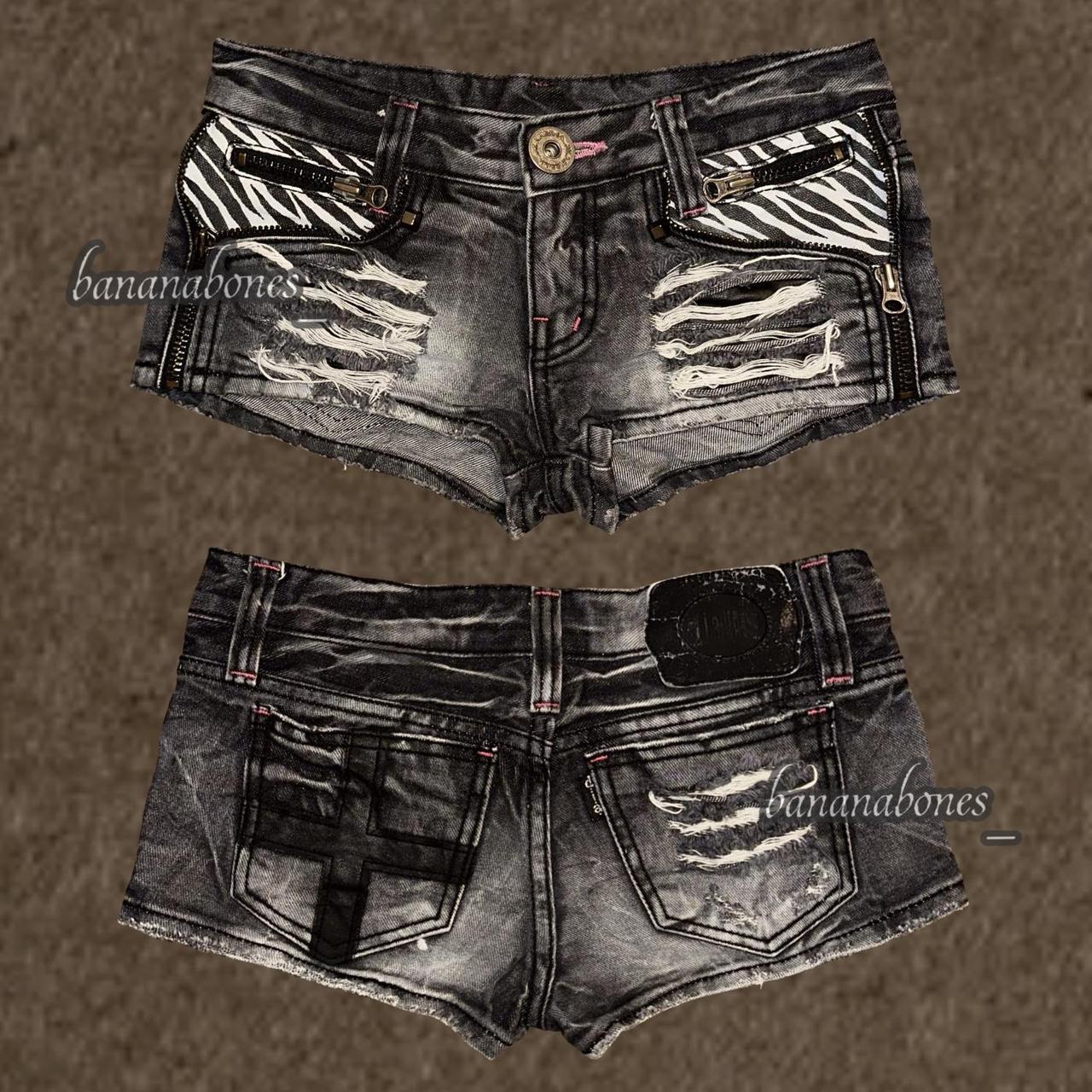d.i.a gyaru zebra micro mini denim shorts with... - Depop
