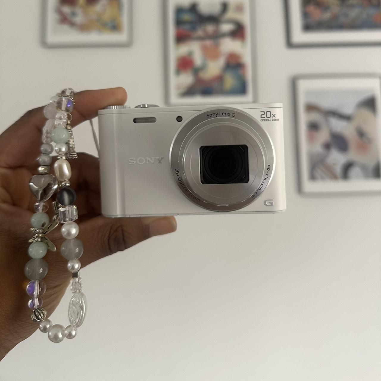 White and silver Sony Cyber-shot DSC-WX300 with 18.2... - Depop