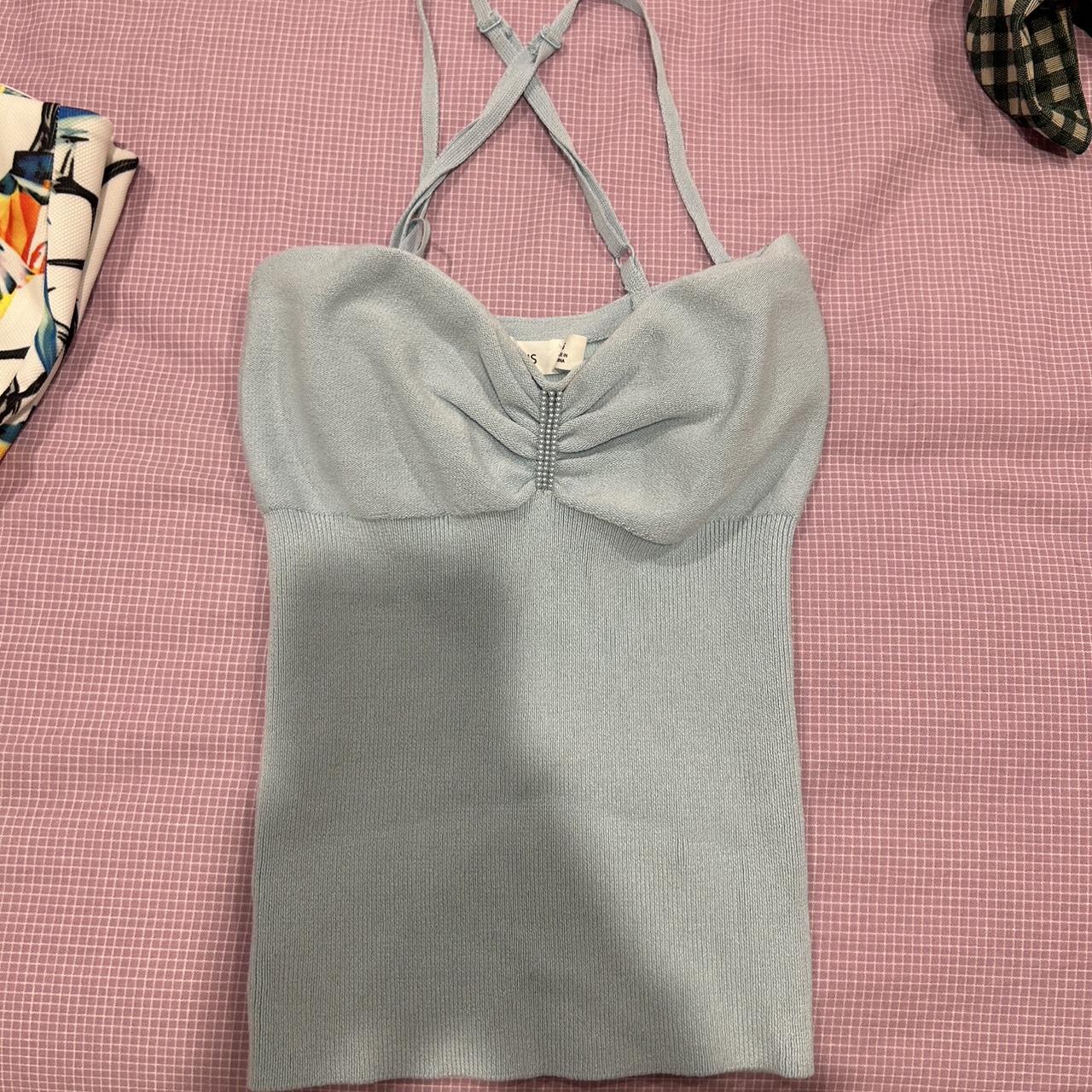 glassons size small blue halter/cross over straps... | Depop