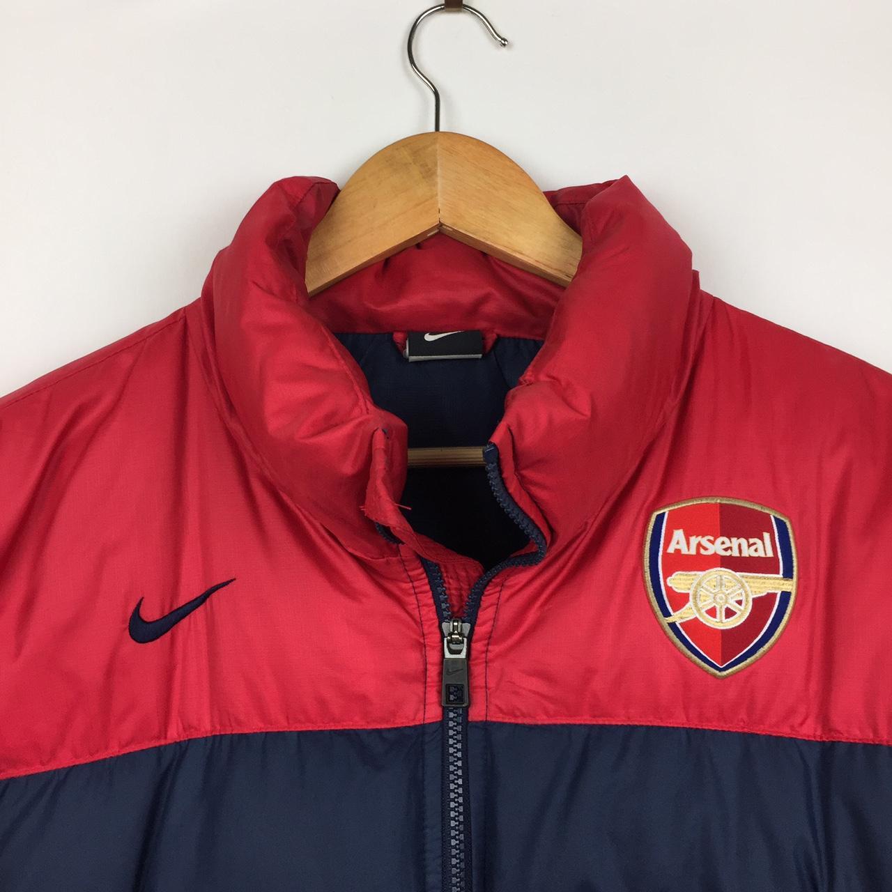 Red & Navy Nike Arsenal Football Club Puffer Jacket... - Depop
