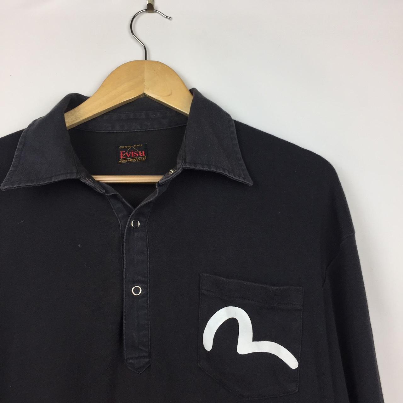 Vintage Black Evisu Polo Shirt Jumper White... - Depop