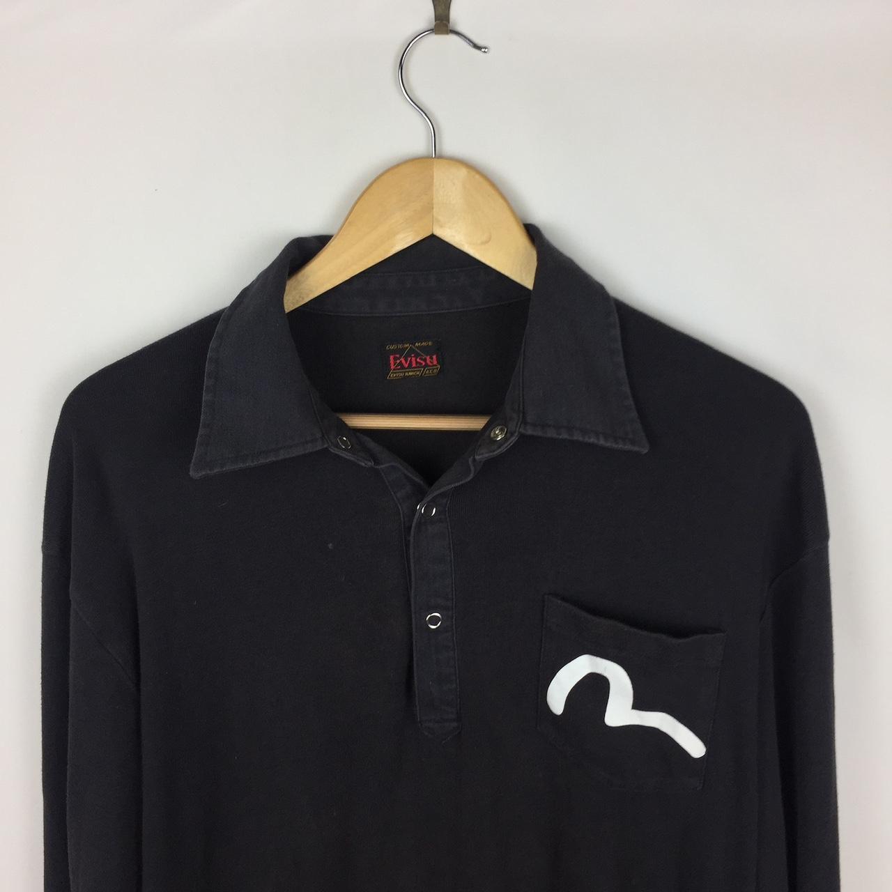 Vintage Black Evisu Polo Shirt Jumper White... - Depop