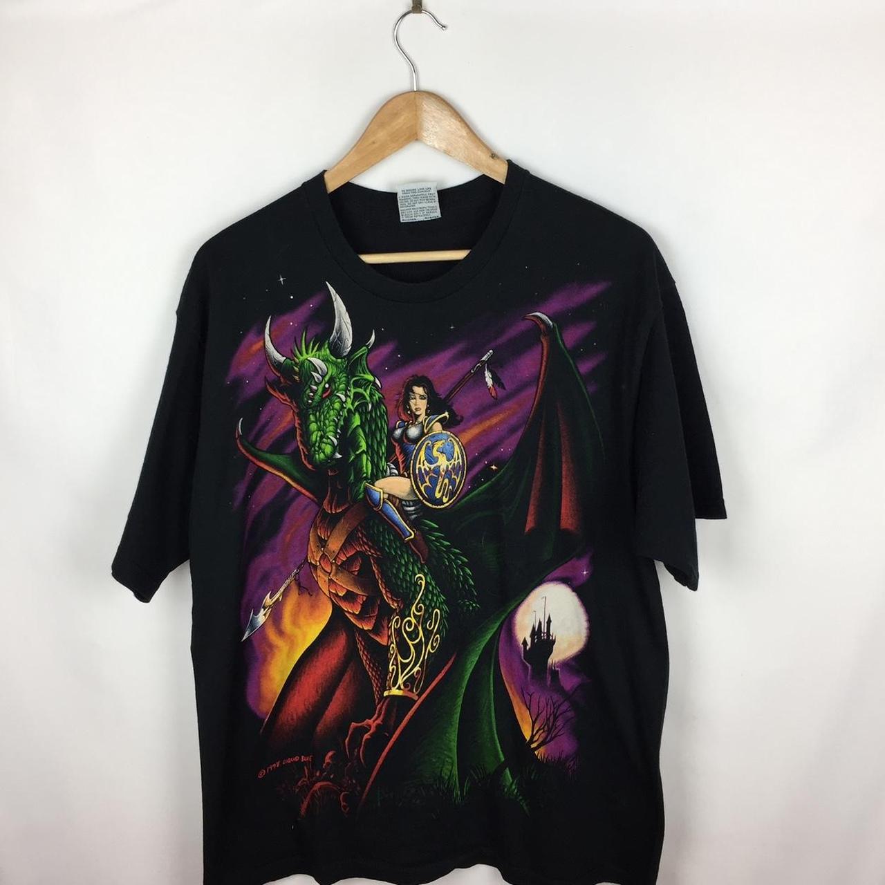 Rare 1998 Liquid Blue Dragon Graphic Shirt Size:... - Depop