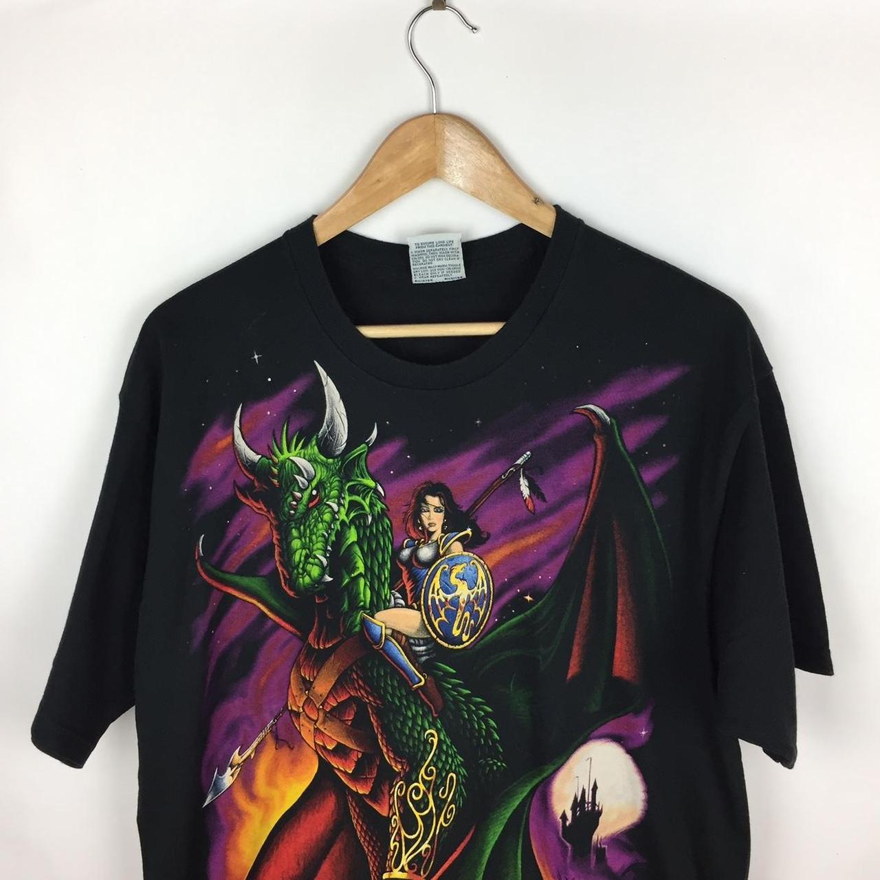 Rare 1998 Liquid Blue Dragon Graphic Shirt Size:... - Depop