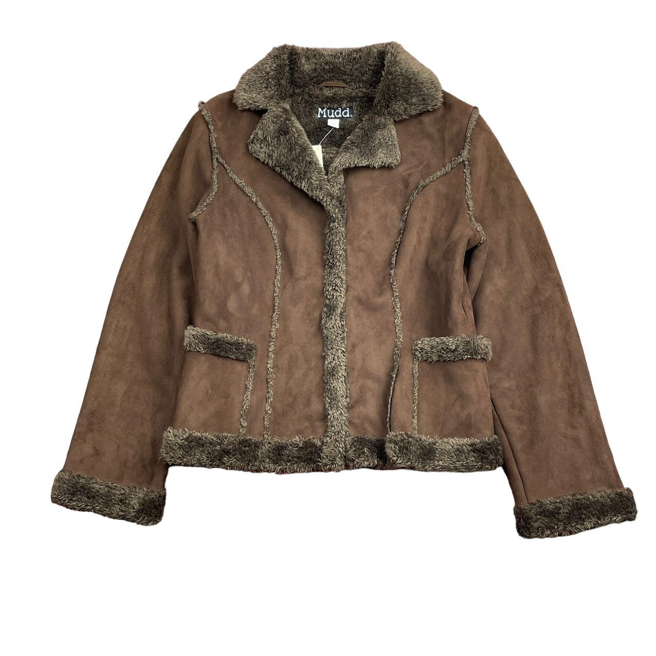 Vintage Mudd Faux Fur Trim Penny Lane Brown Coat... - Depop