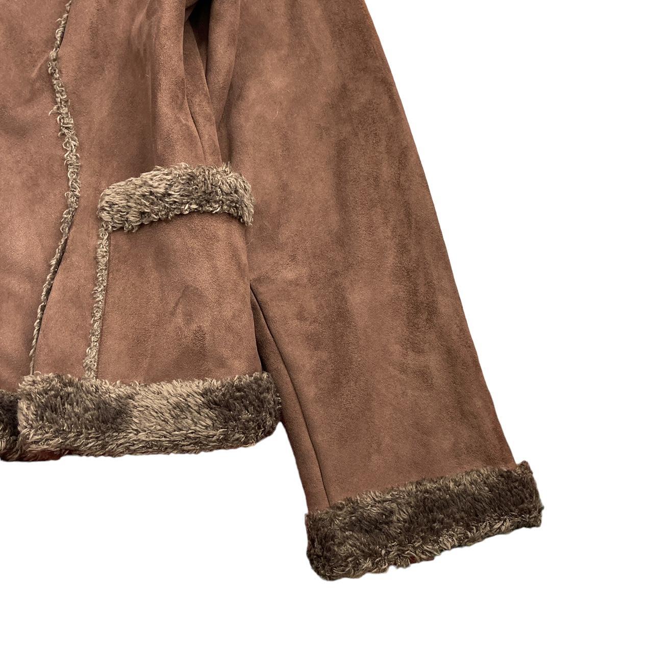 Vintage Mudd Faux Fur Trim Penny Lane Brown Coat... - Depop