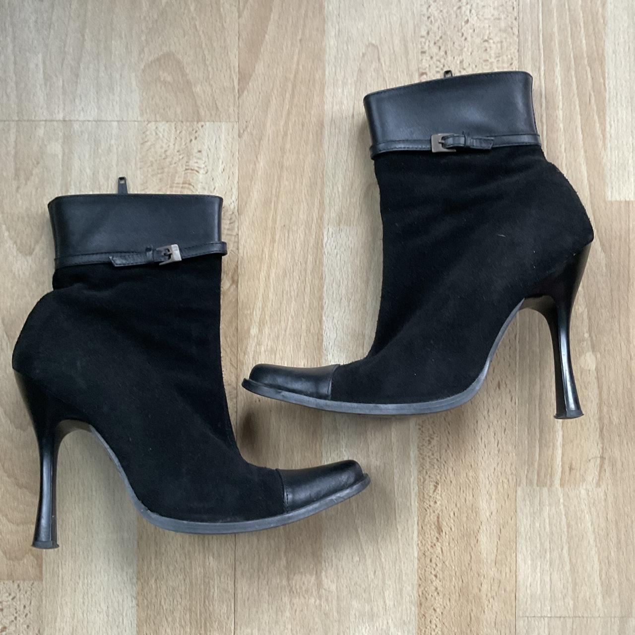 Vintage Morgan boots black leather and suede high... - Depop