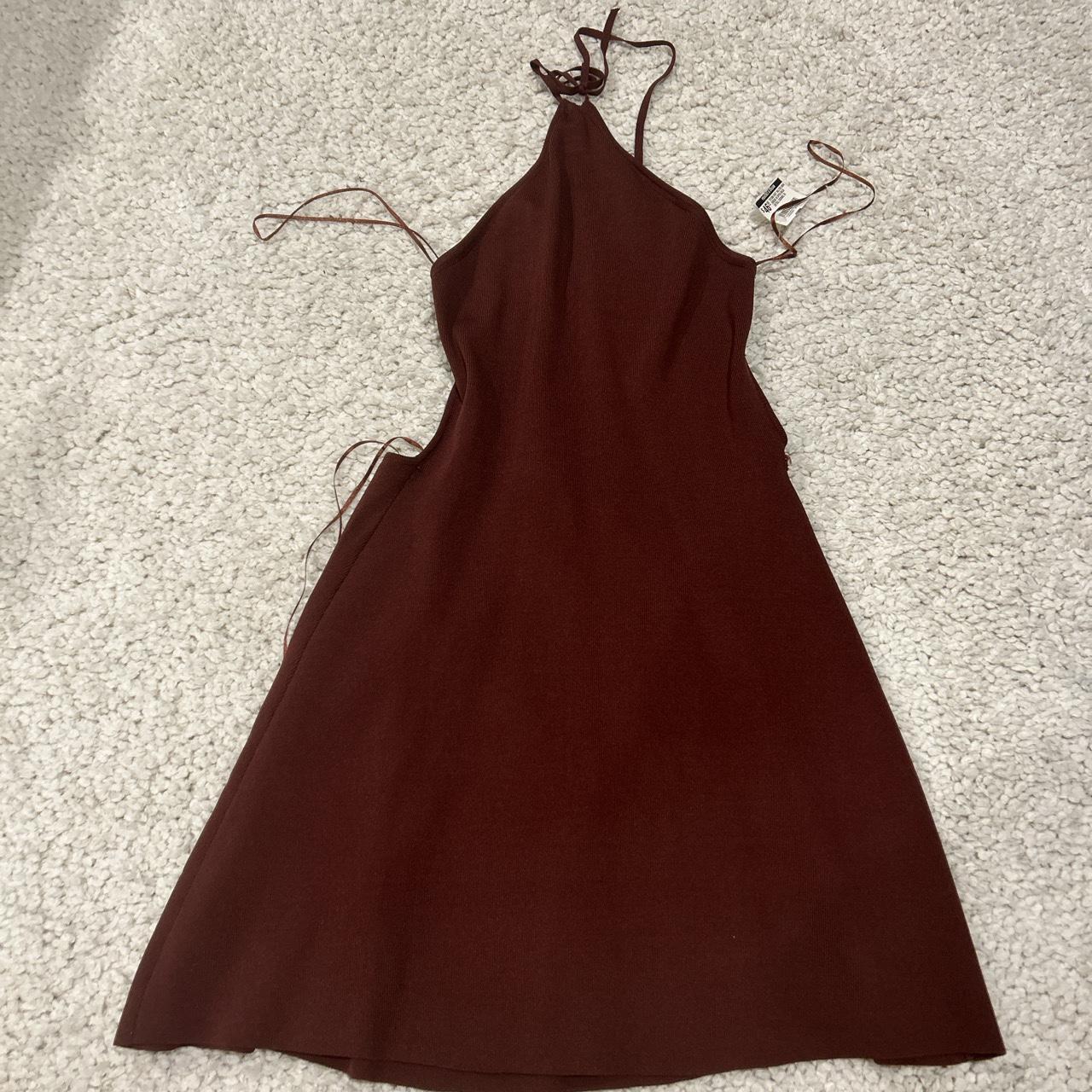 Stunning brown halter neck backless dress never worn... - Depop
