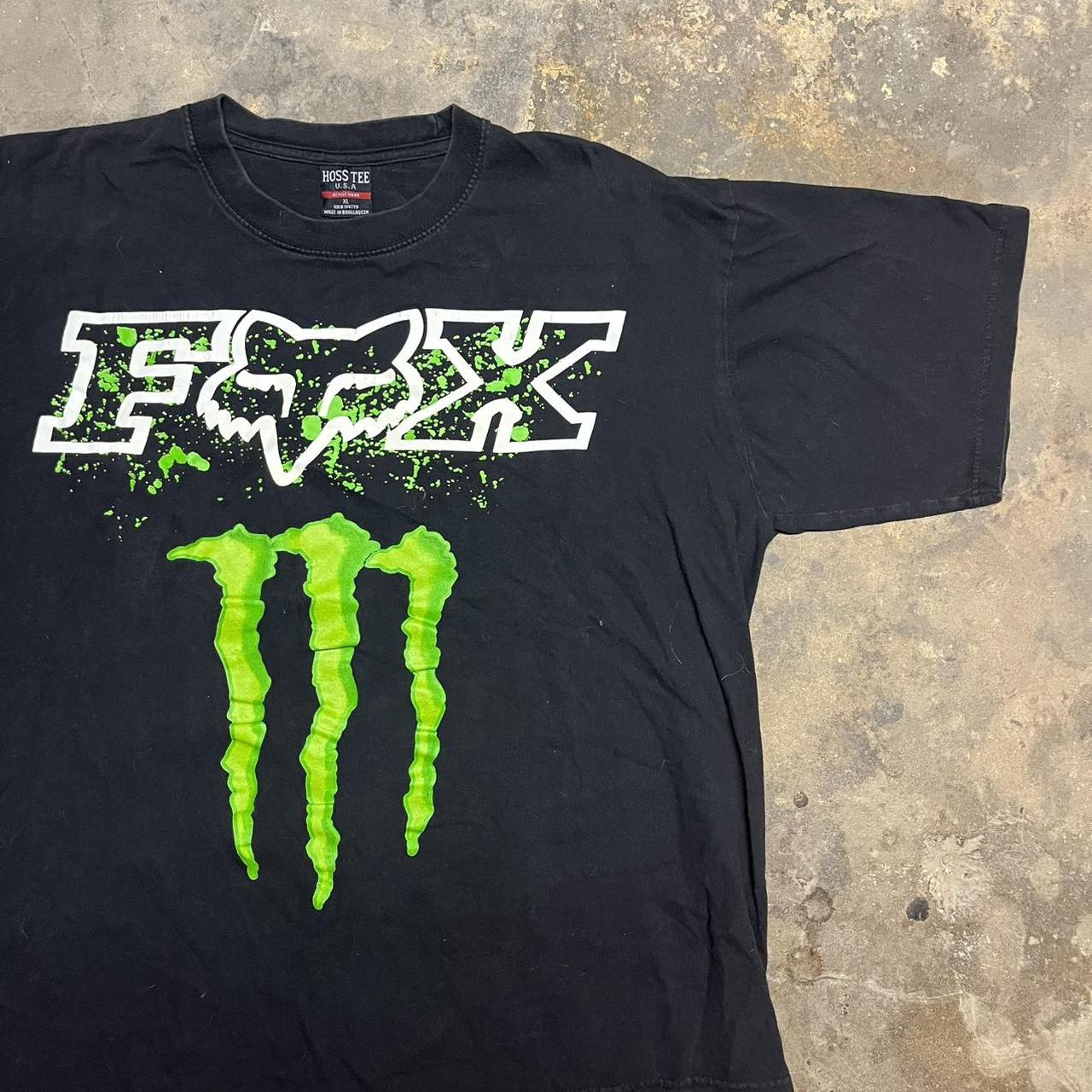 Y2K Fox Racing Monster Energy black tee Size... | Depop