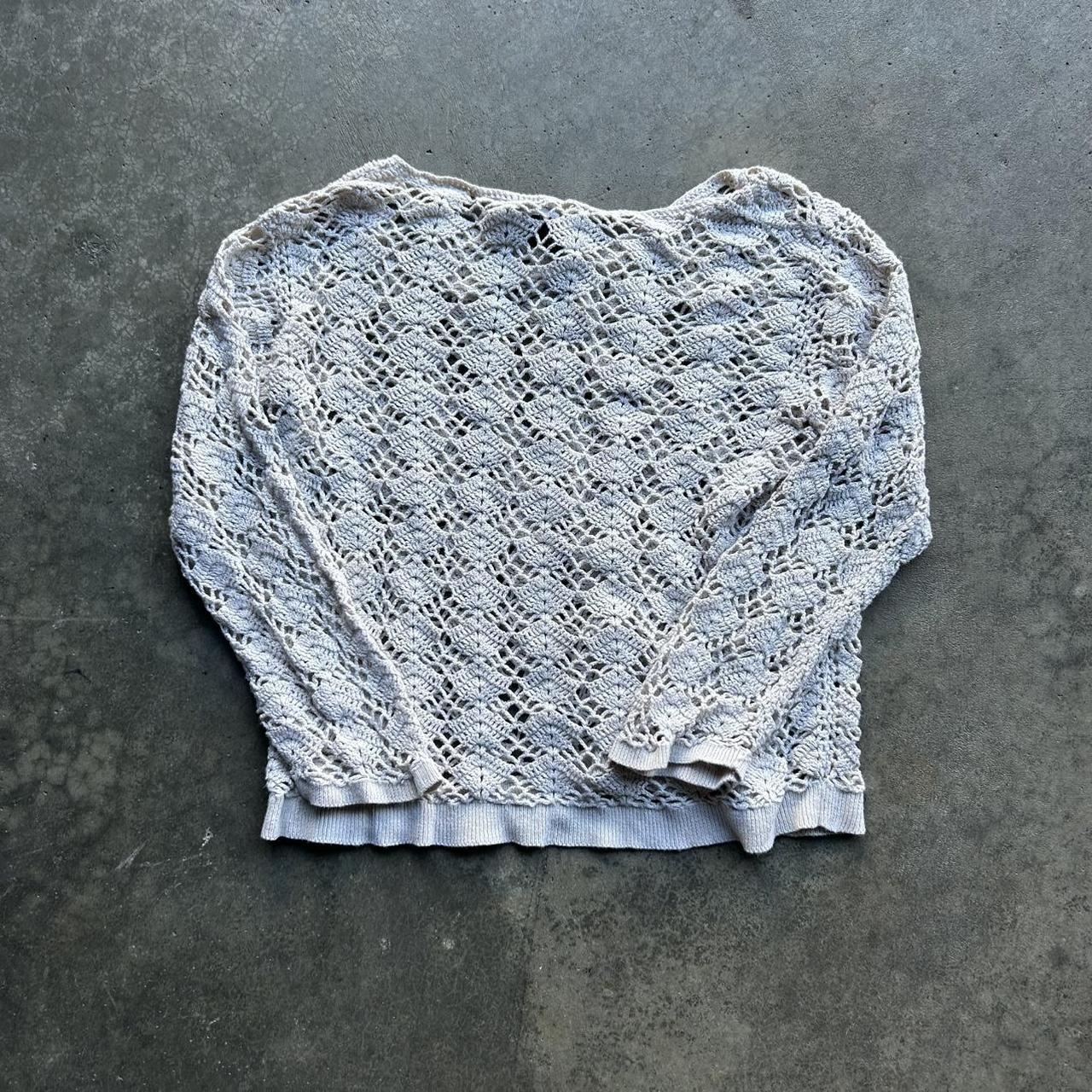 Vintage Y2K cottage core Cream and white crochet... | Depop