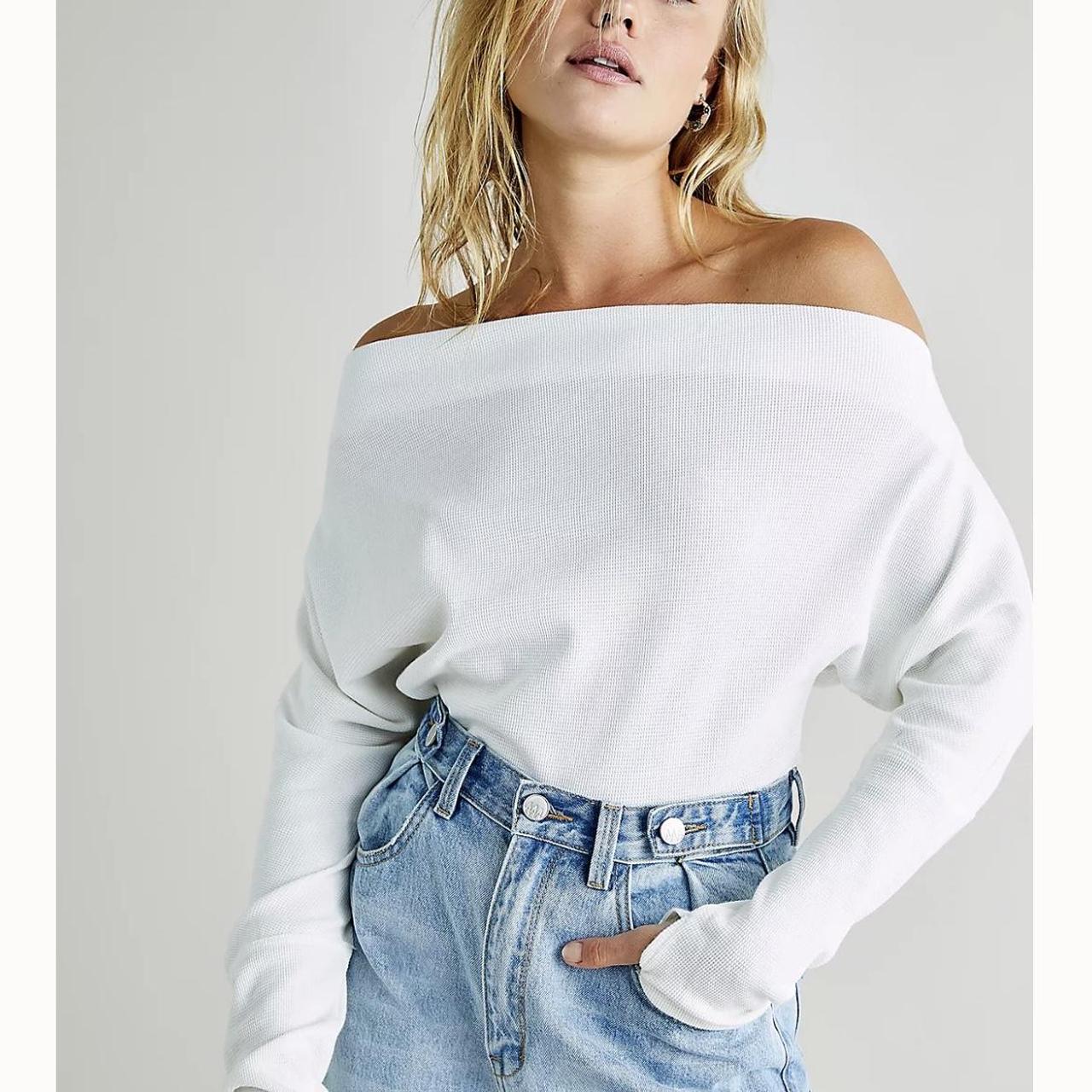 FUJI THERMAL WHITE FREE PEOPLE OFF THE SHOULDER... - Depop