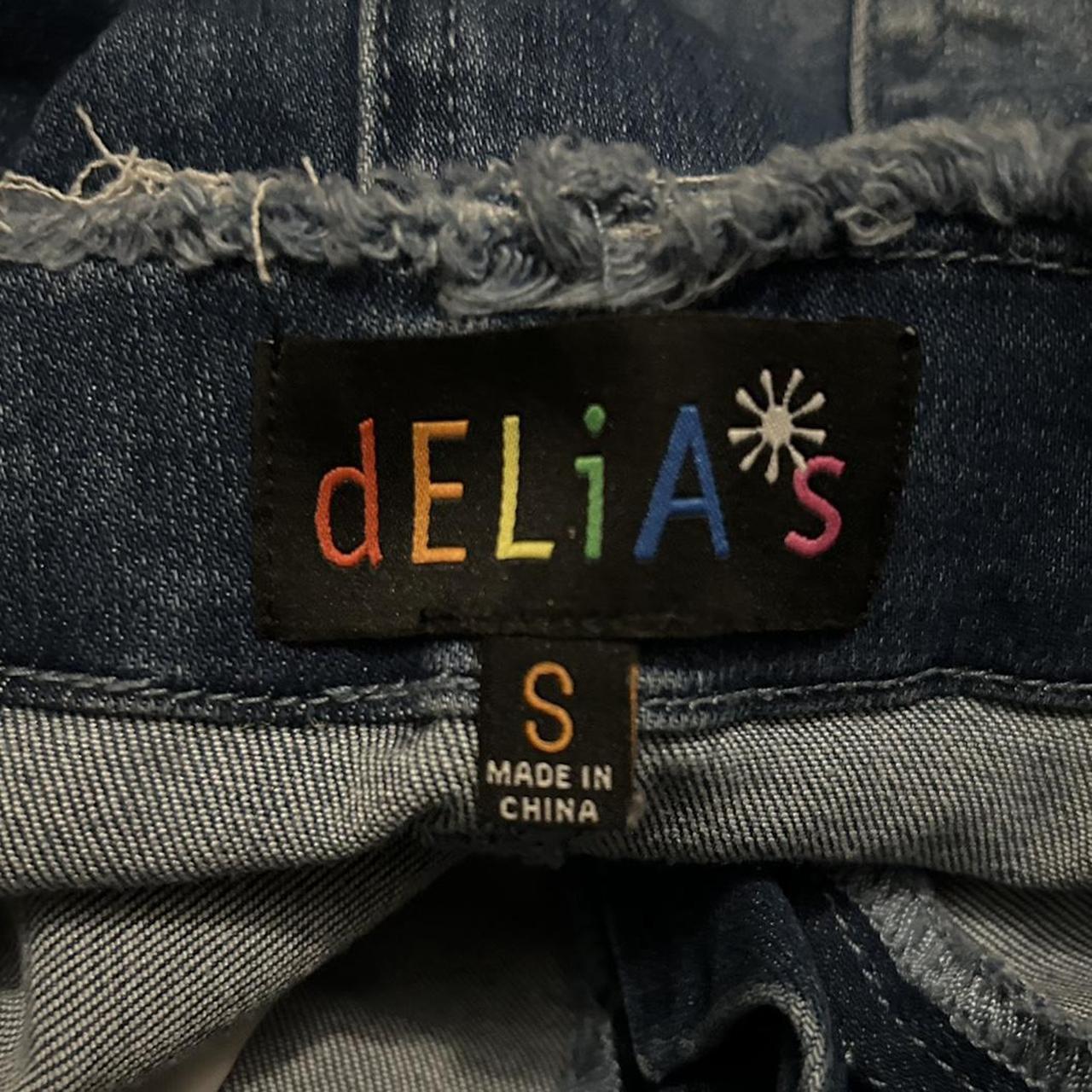 00s BLUE DELIAS LOWRISE DENIM MINI SKIRT WITH A... - Depop