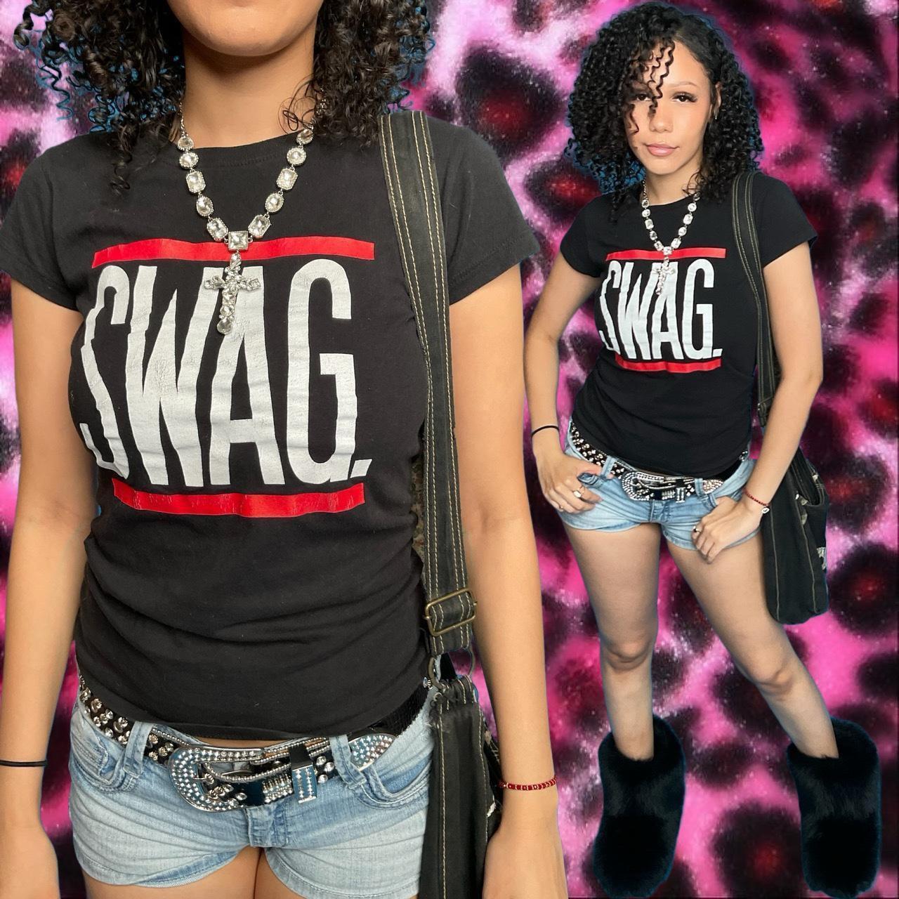 00s BLACK GRUNGE 2014 VIBE ROFL SWAG GRAPHIC BABY... - Depop