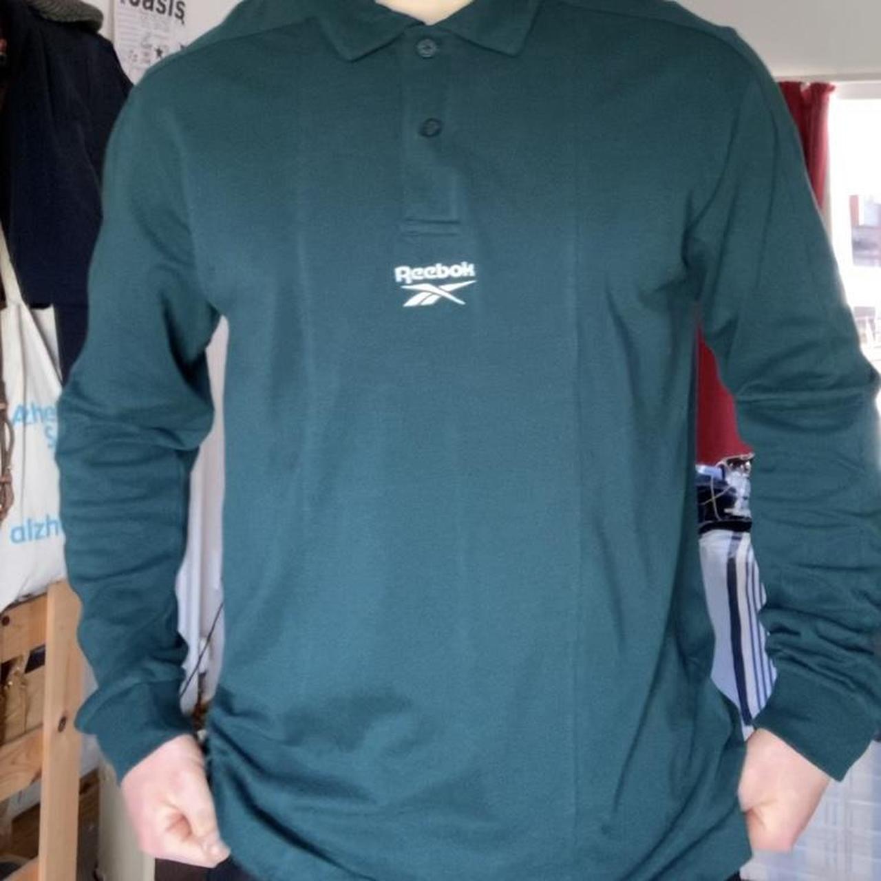 Dark Green Reebok shirt, Size Small Retro style... - Depop