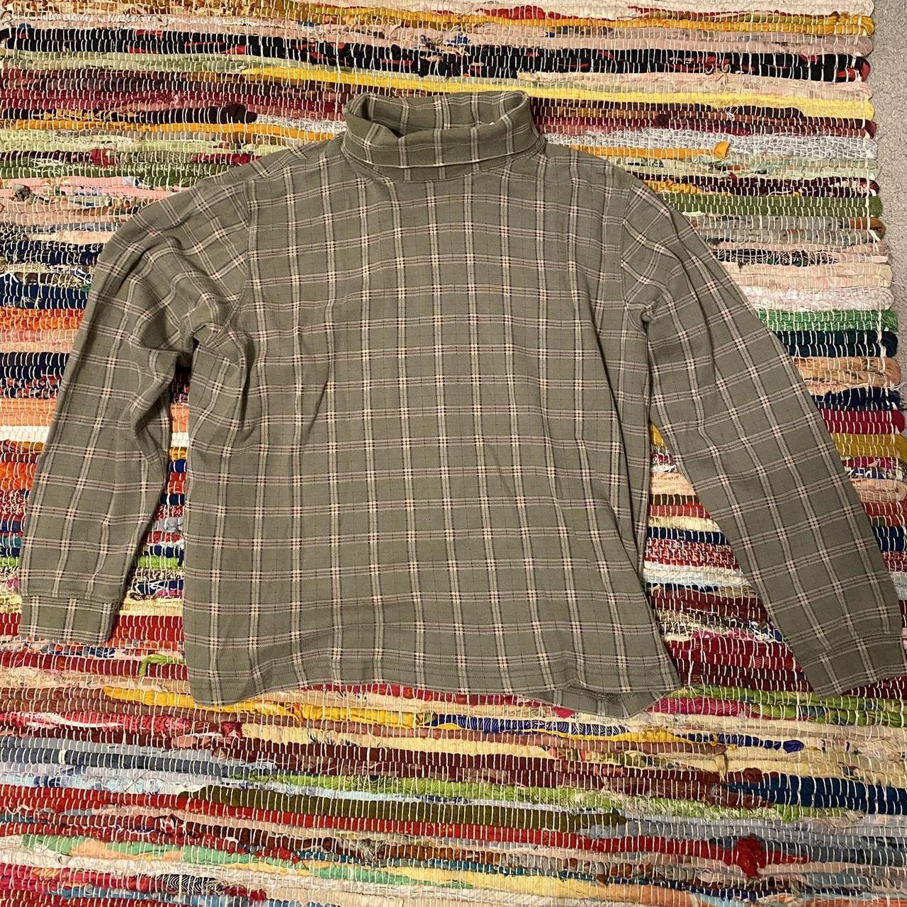 green and purple plaid turtle neck. great condition... - Depop