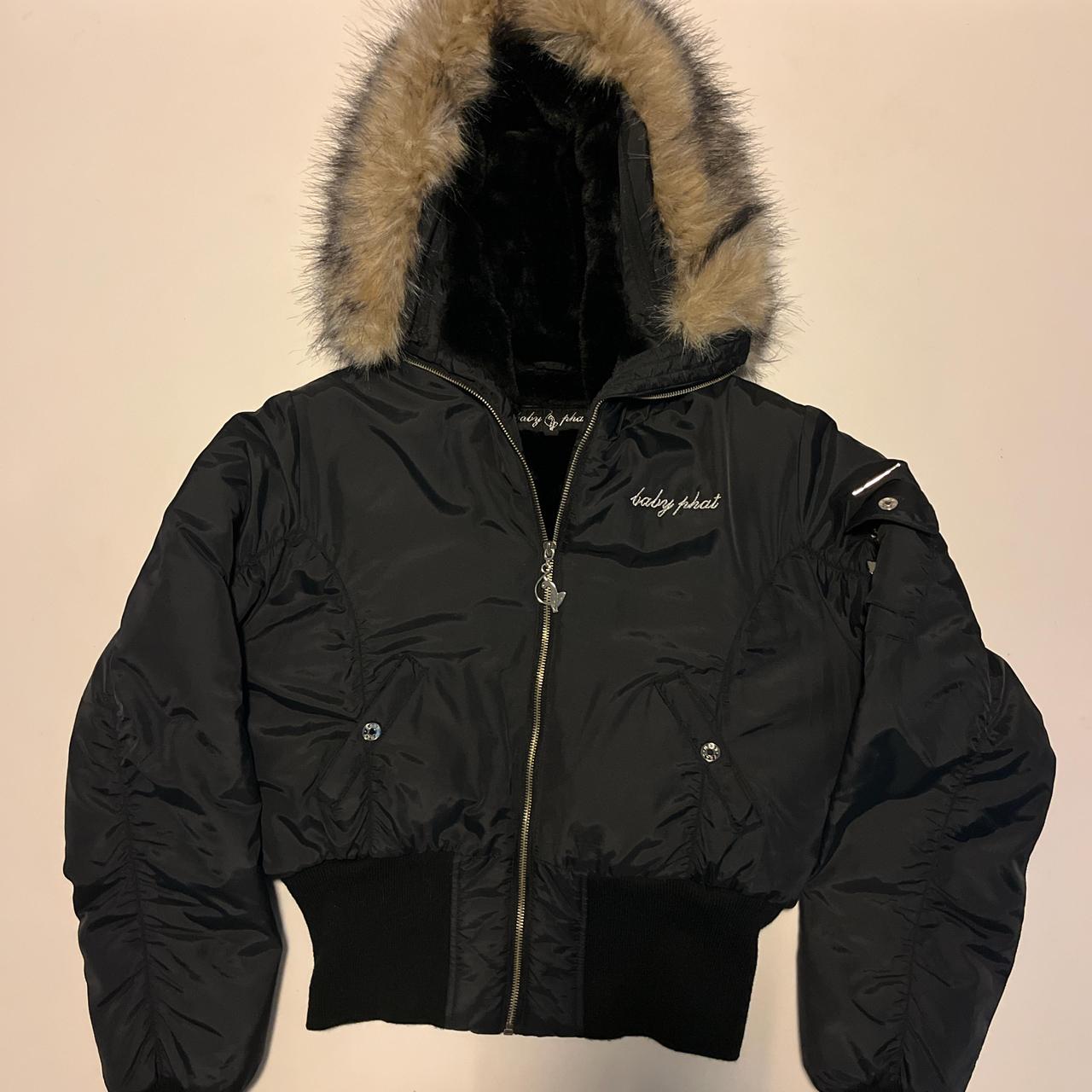 baby phat puffer jacket with detachable fur trim and... - Depop