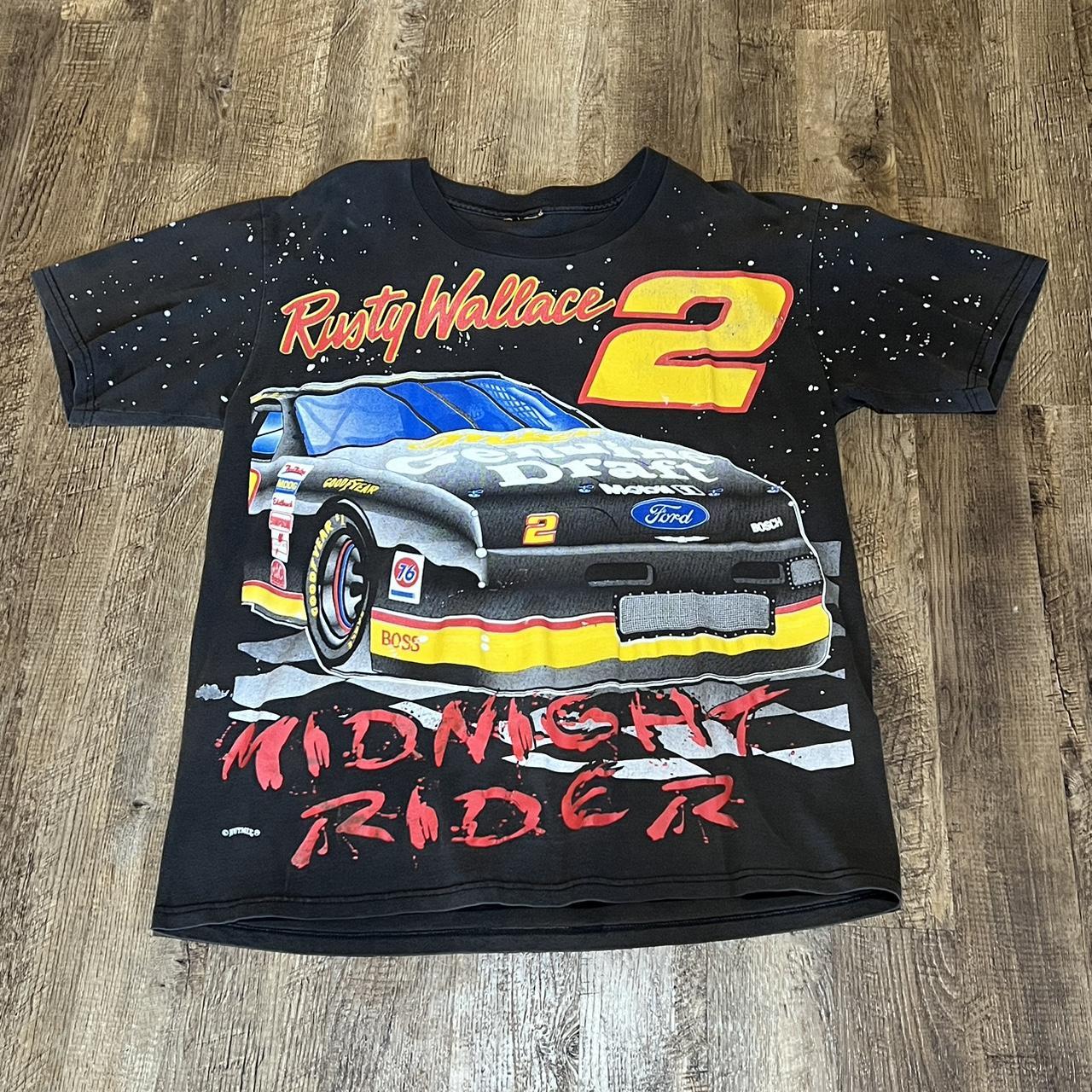 Vintage 90s NASCAR Rusty Wallace midnight Rider tee - Depop