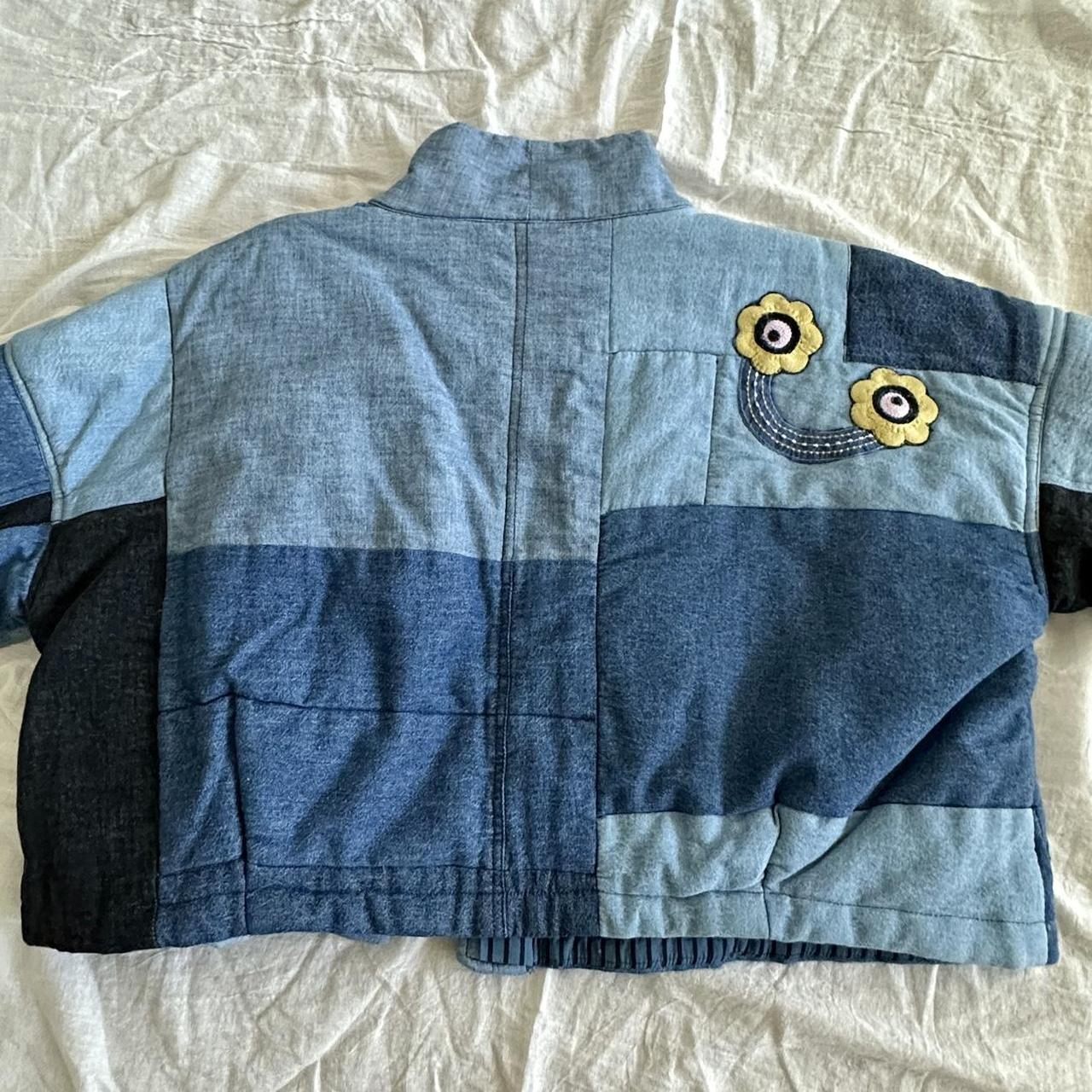 Denim Patchwork Puffer Jacket from Kimchi Blue Size... - Depop