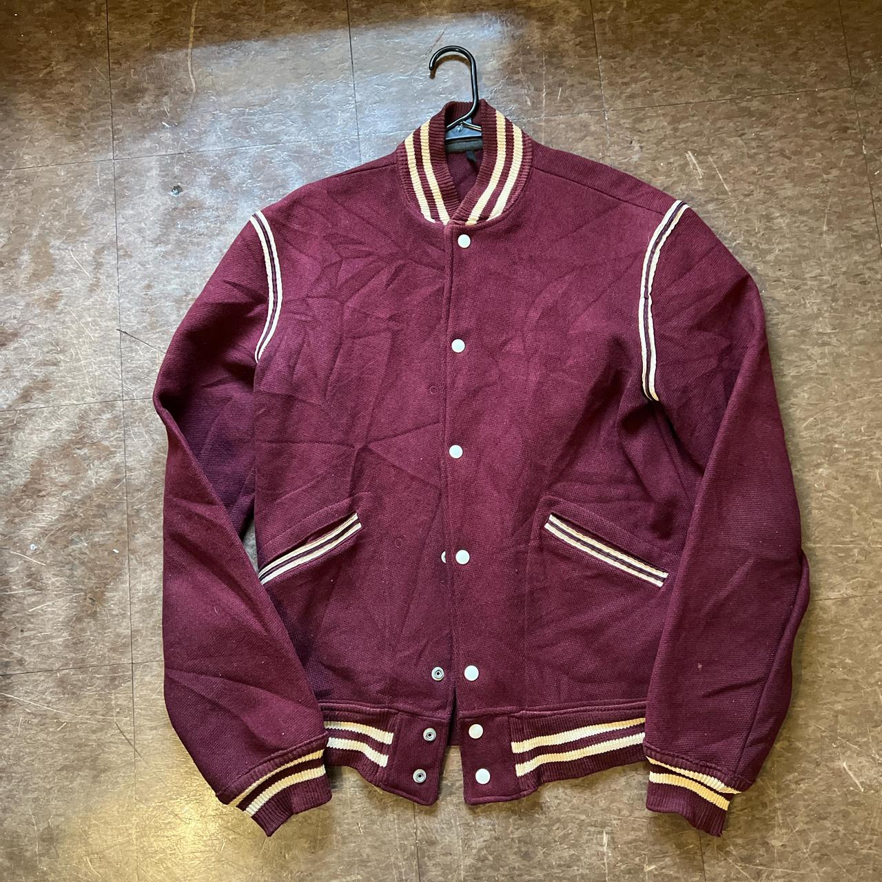 Vintage Burgundy Varsity Jacket Deep red burgundy... - Depop