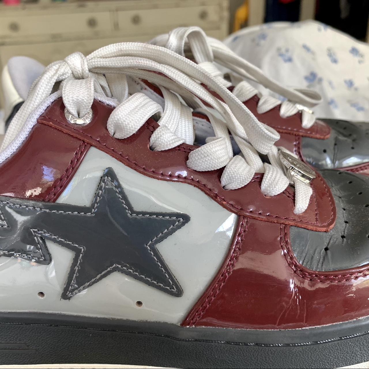 bapesta red and grey shoes. worn a view times, only... - Depop