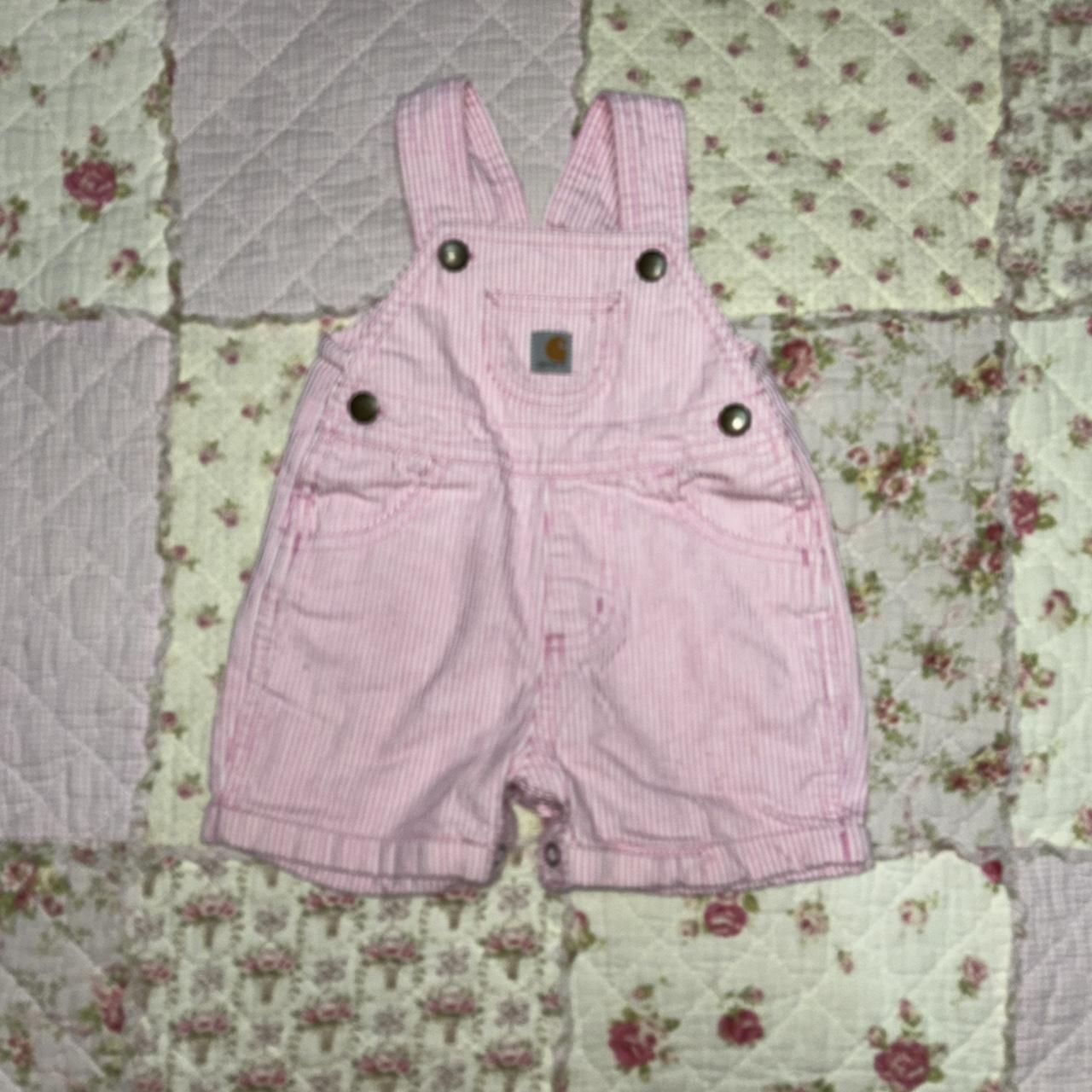 Pink and white striped overalls - perfect for a... - Depop