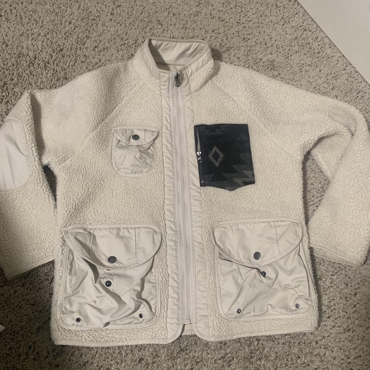 Fire fleece cream/offwhite vintage fleece jacket |... - Depop