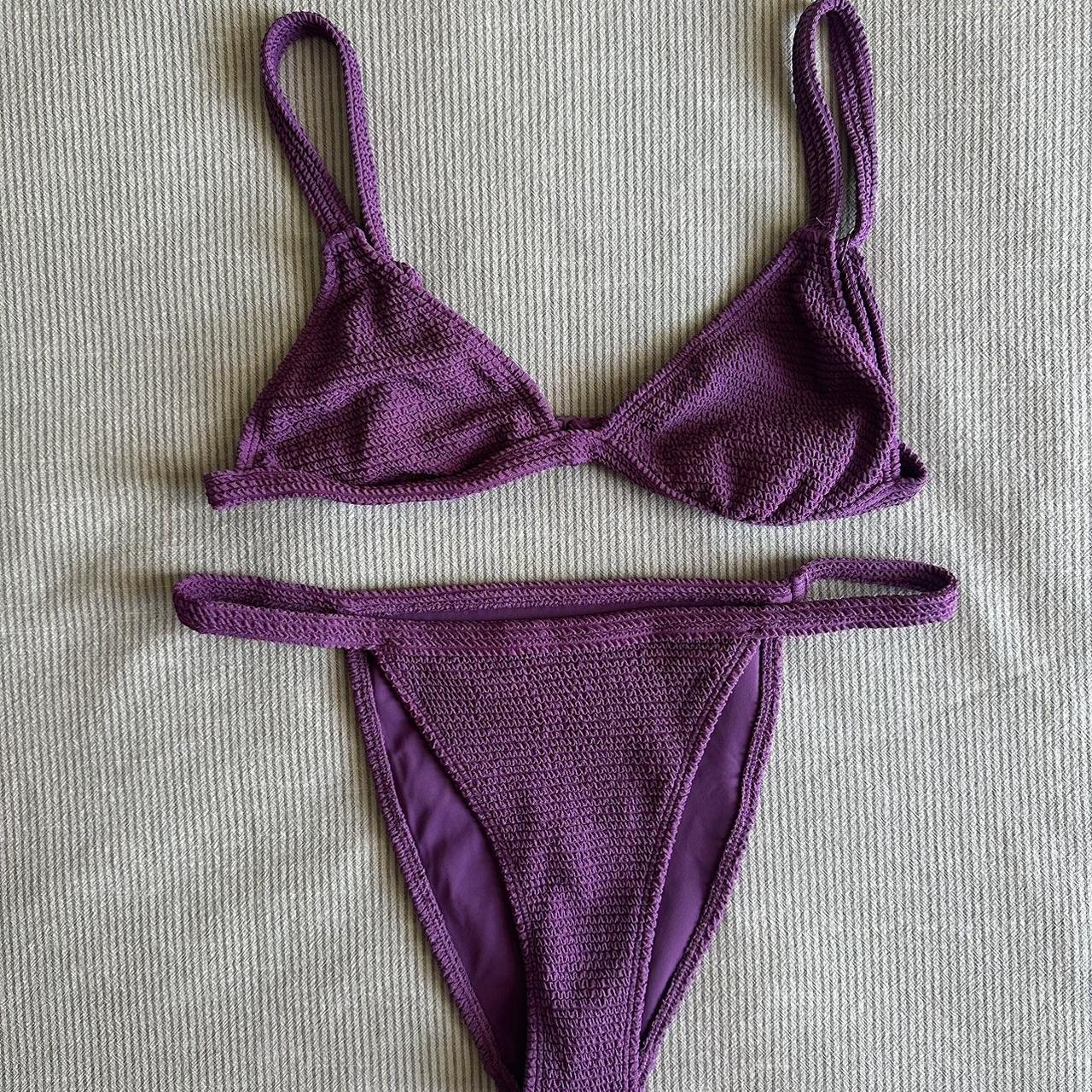 Pacsun swim textured purple bikini set Comfy... - Depop