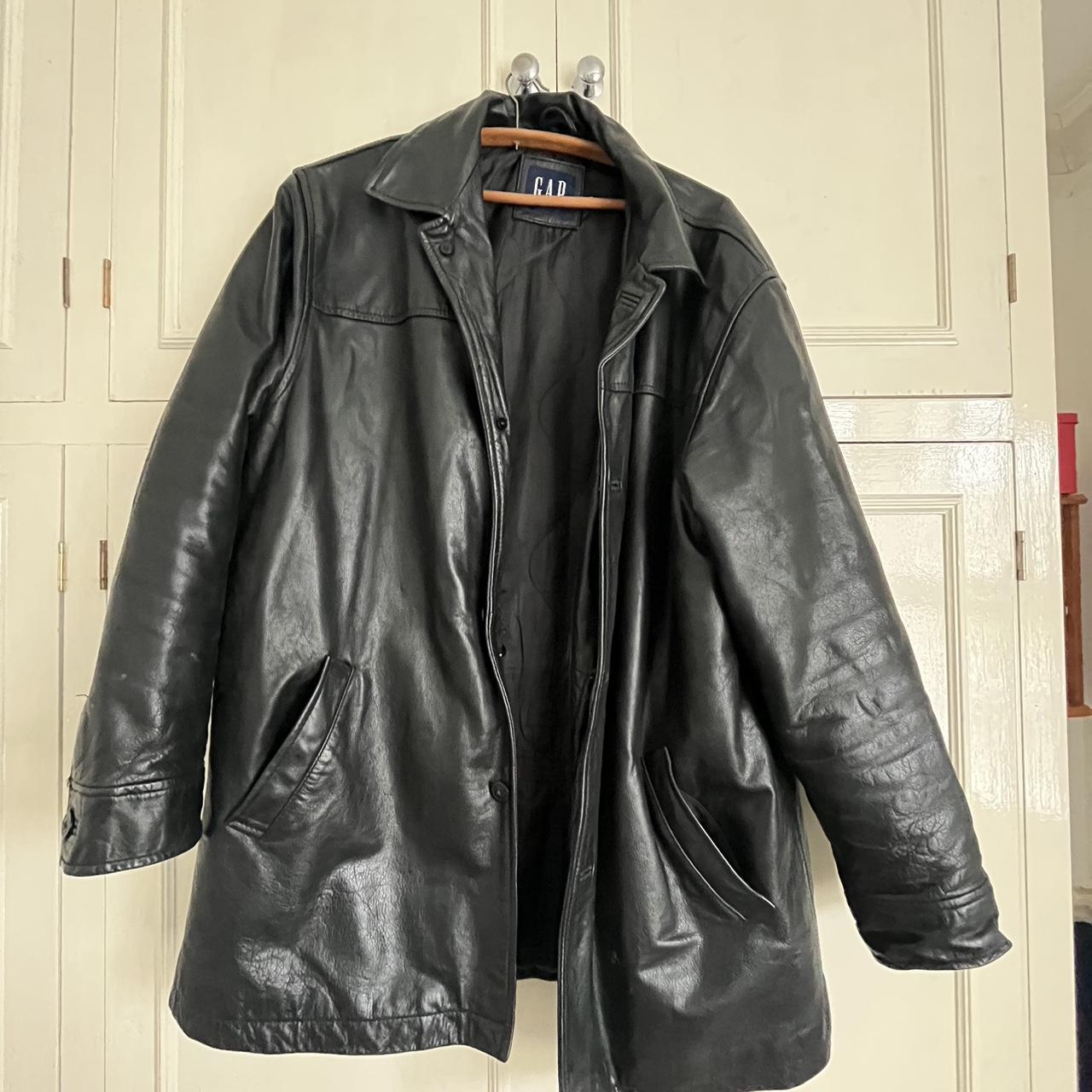 GAP Men’s Leather Jacket Only worn a few times,... - Depop