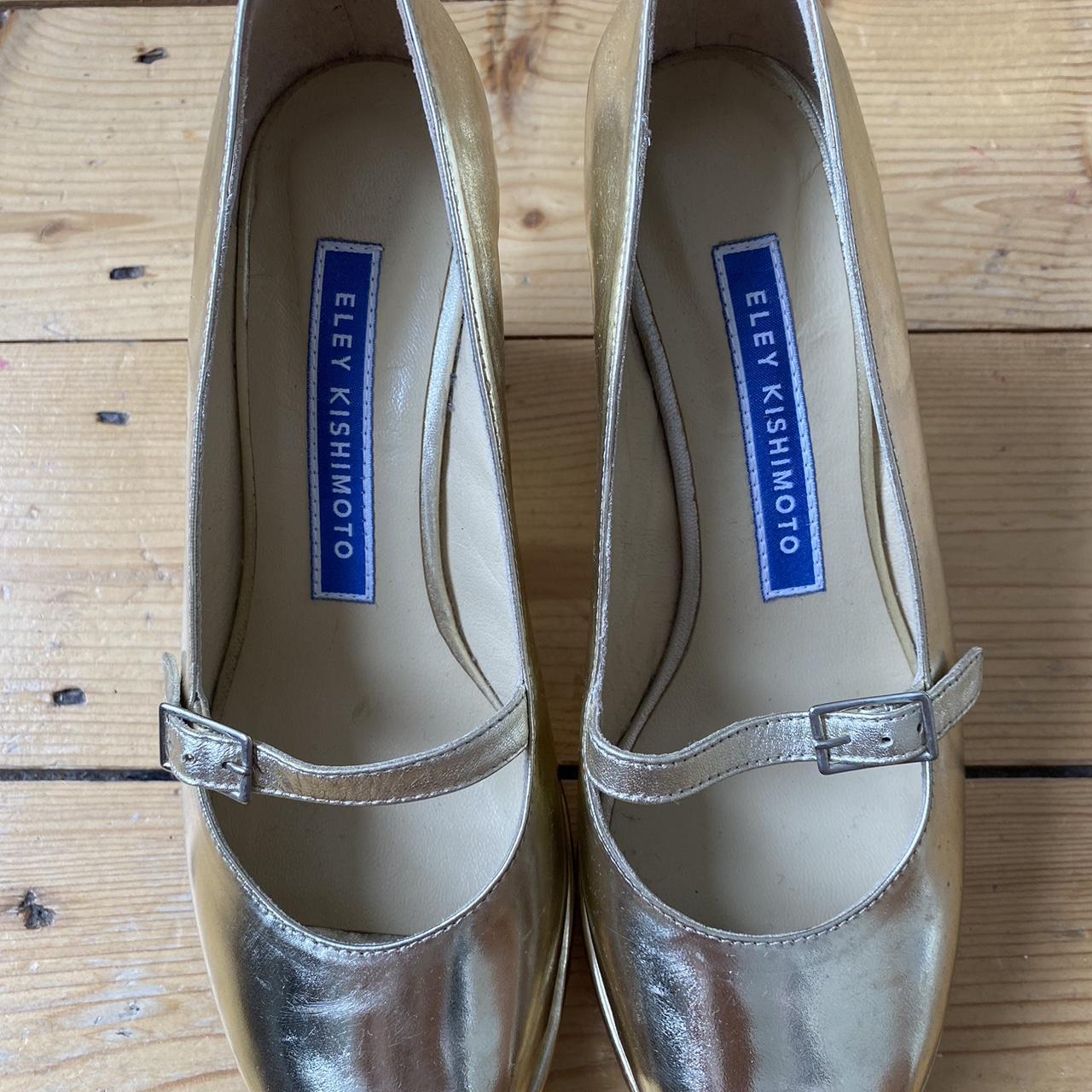 gold eley kishimoto heels gold wedge heels with... - Depop