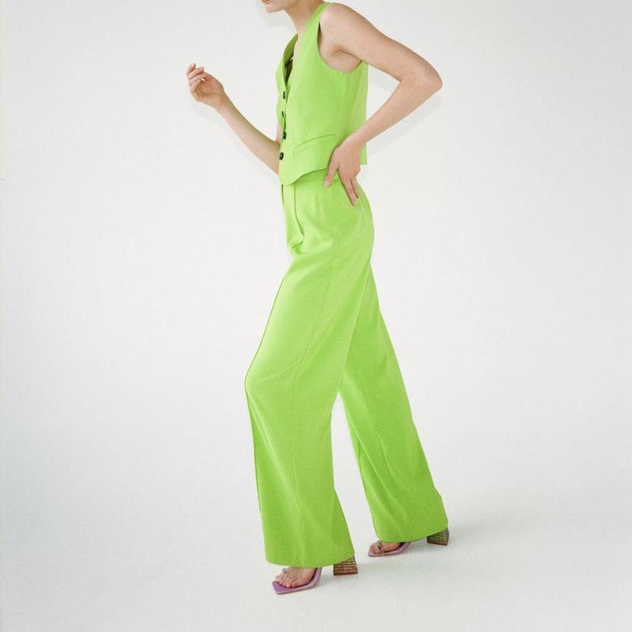 💚 Nasty Gal Lime Green Twill Tailored Straight Leg... - Depop