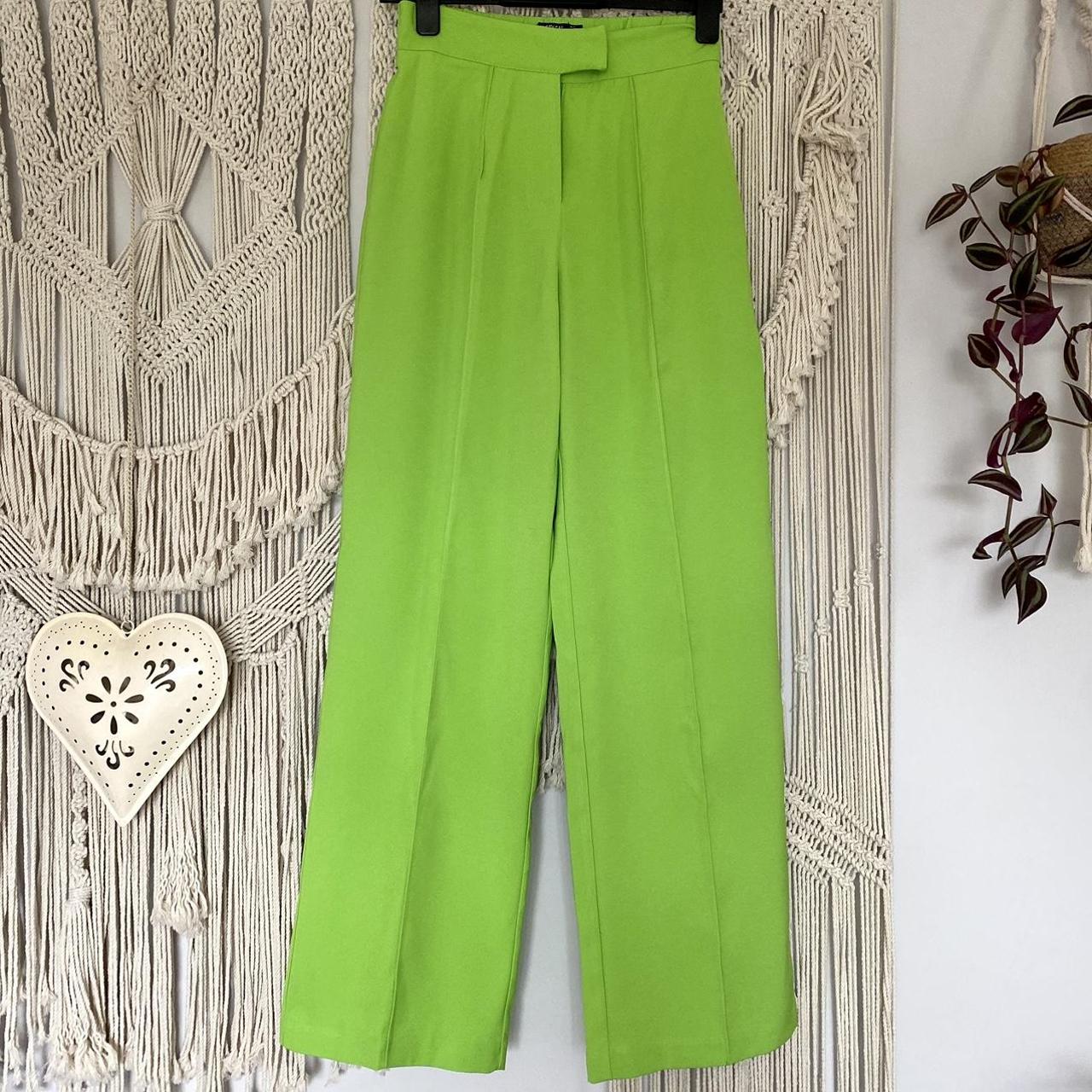 💚 Nasty Gal Lime Green Twill Tailored Straight Leg... - Depop