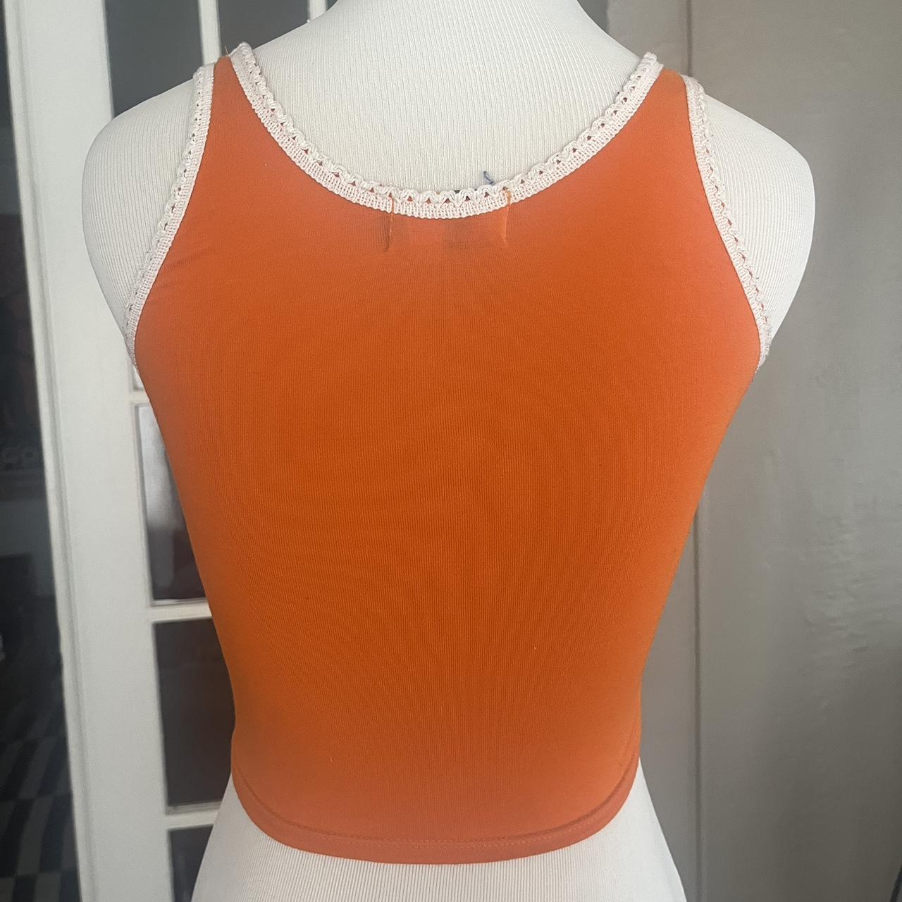 O-MIGHTY Women's Orange and White T-shirt | Depop